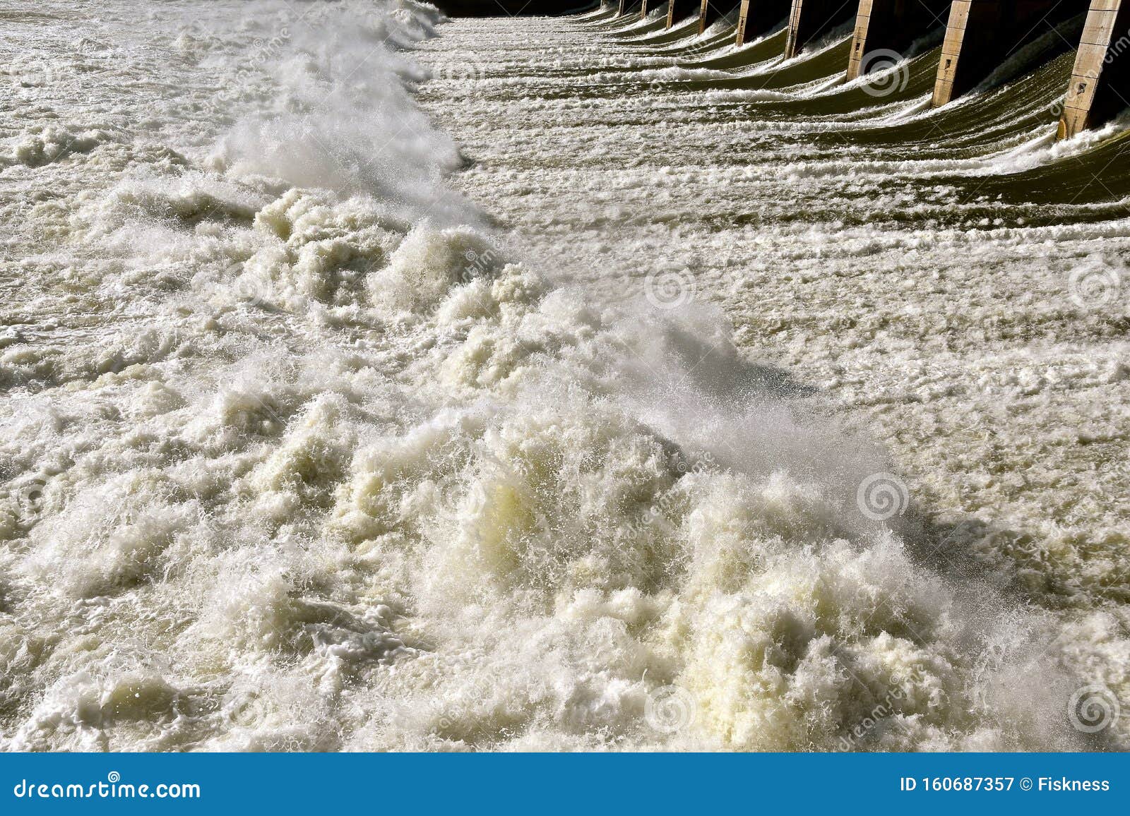 Buildup of White Foam Beneath a Dam Stock Image - Image of outdoor ...
