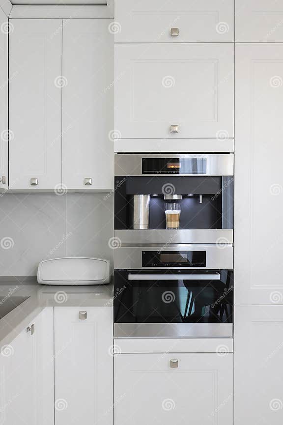 Built-in Automatic Coffee Machine in Kitchen Furniture Stock Image ...