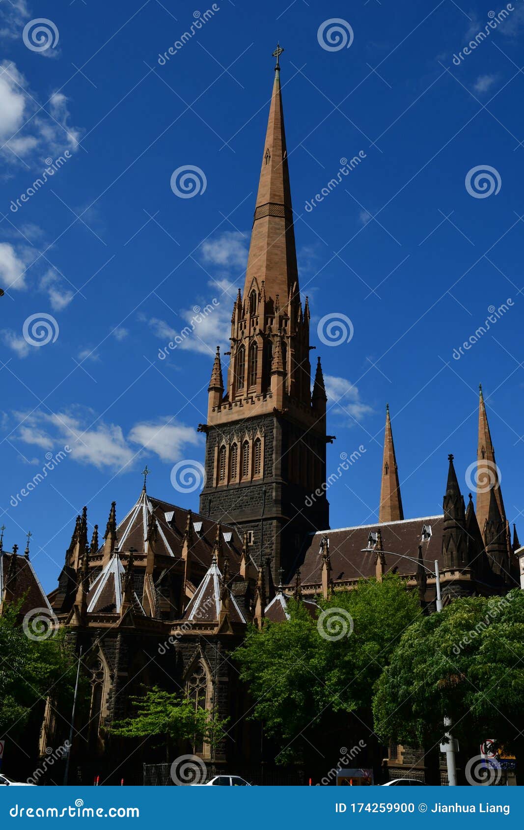 The Profile of St. Patrick`s Cathedral in Melbourne, Australia Stock ...