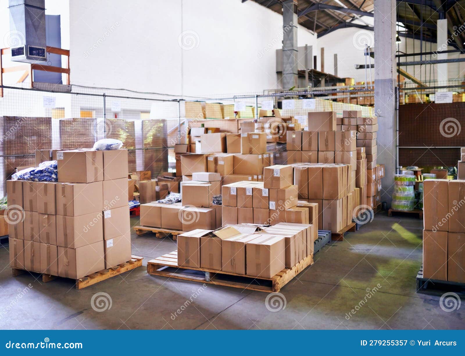 Built for Boxes. Stacked Boxes in a Large Distribution Warehouse. Stock ...