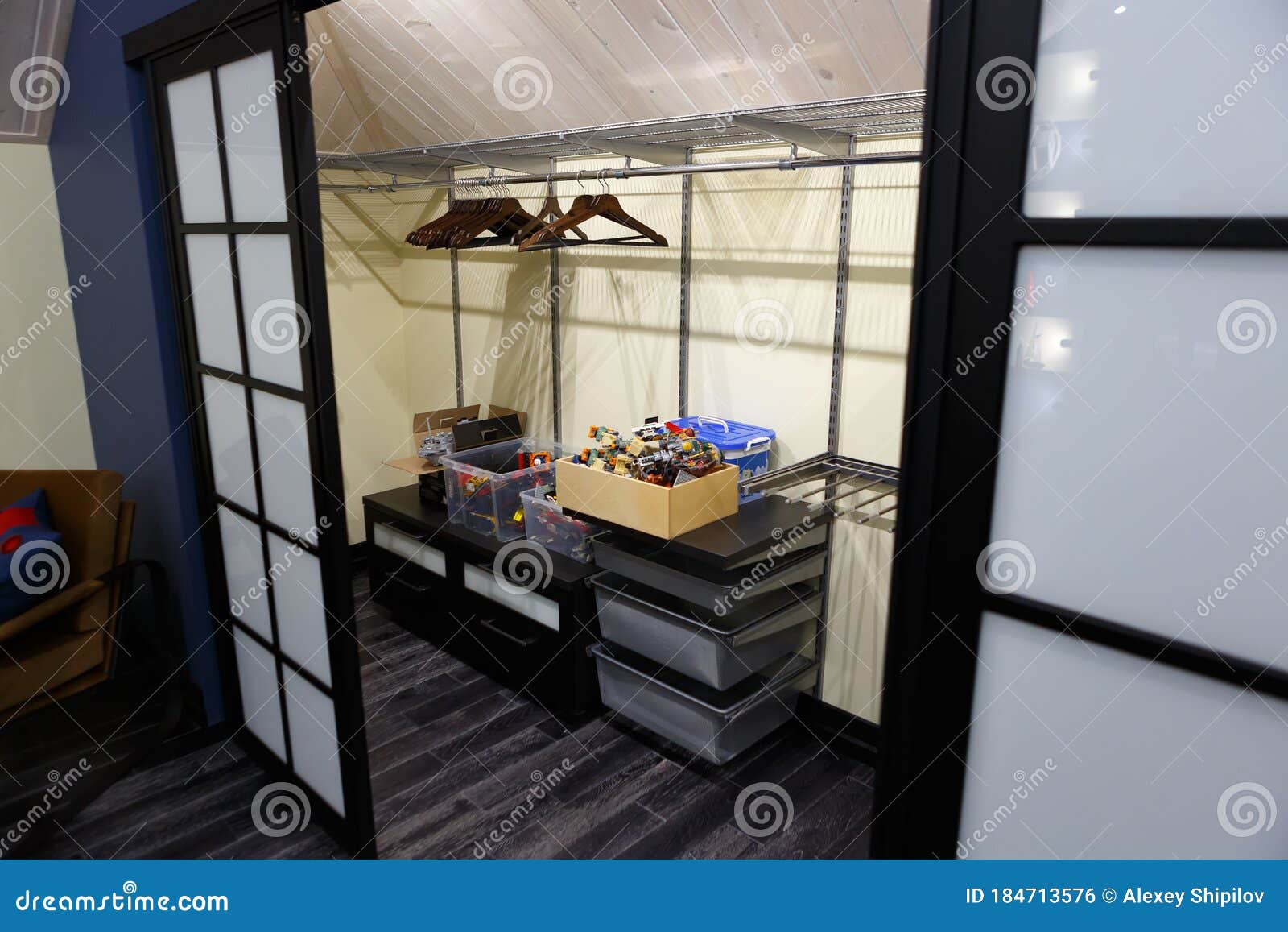 Built-in Closet for Things. Large Square Doors Stock Photo - Image of ...