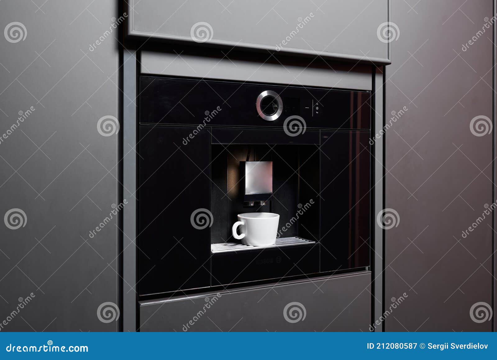Built-in Coffee Machine in Contemporary Kitchen Stock Image - Image of ...