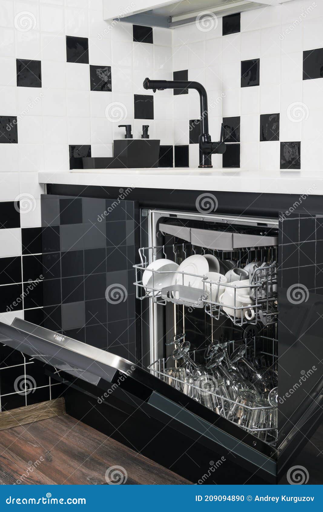 Built-in Dishwasher at the Bottom of the Kitchen Furniture Stock Photo ...