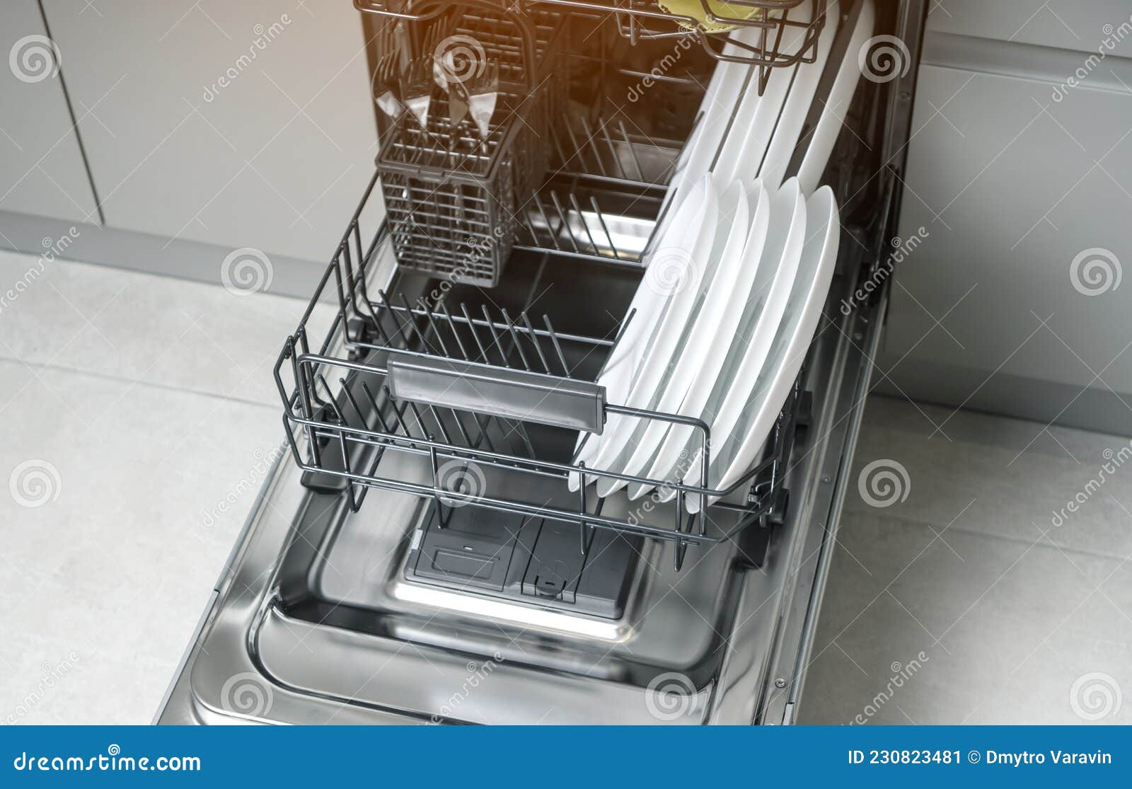 Built-in Dishwasher Machine in the Modern Kitchen Stock Image - Image ...