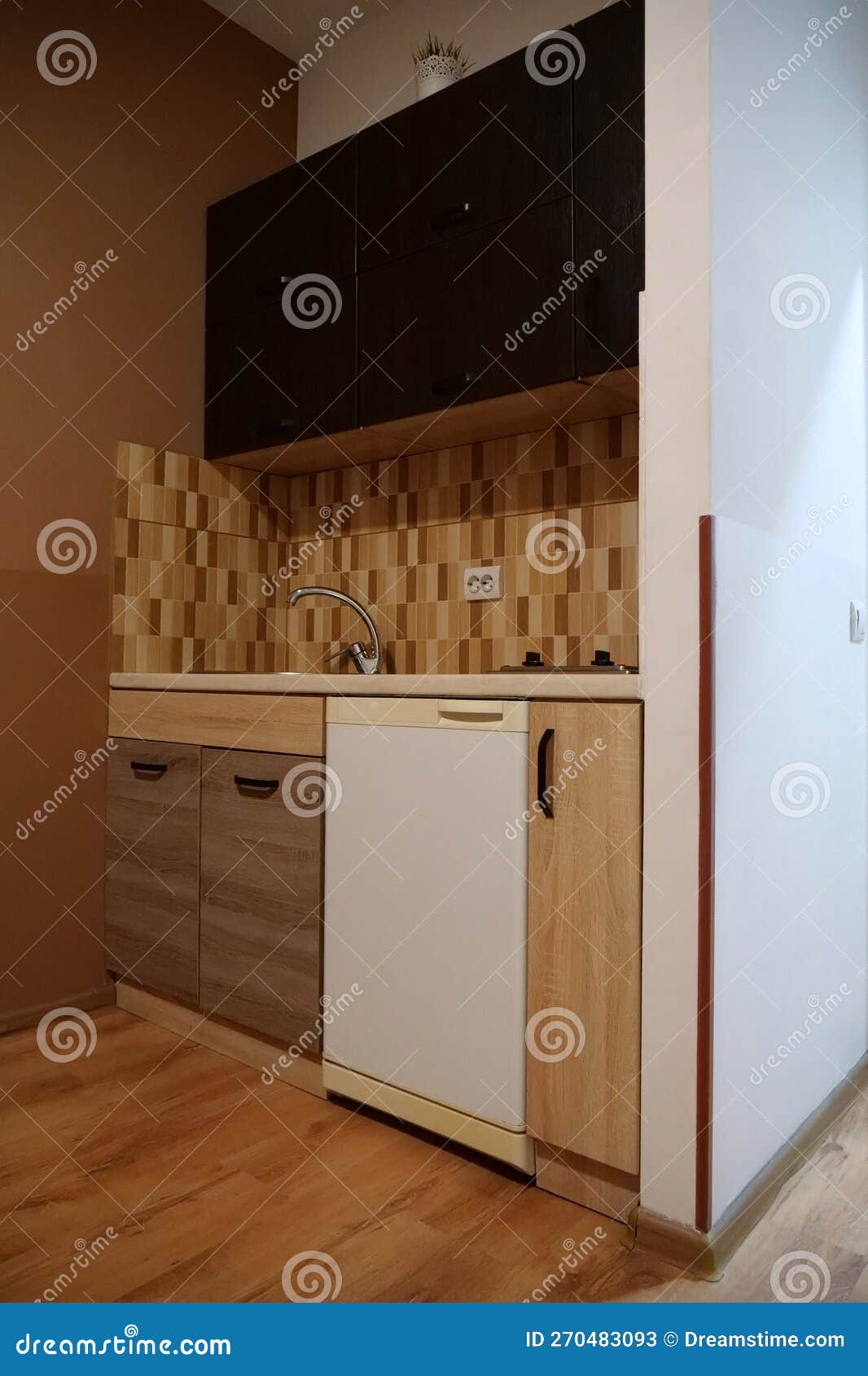 Built-in Empty Mini Fridge in the Kitchen Stock Image - Image of ...