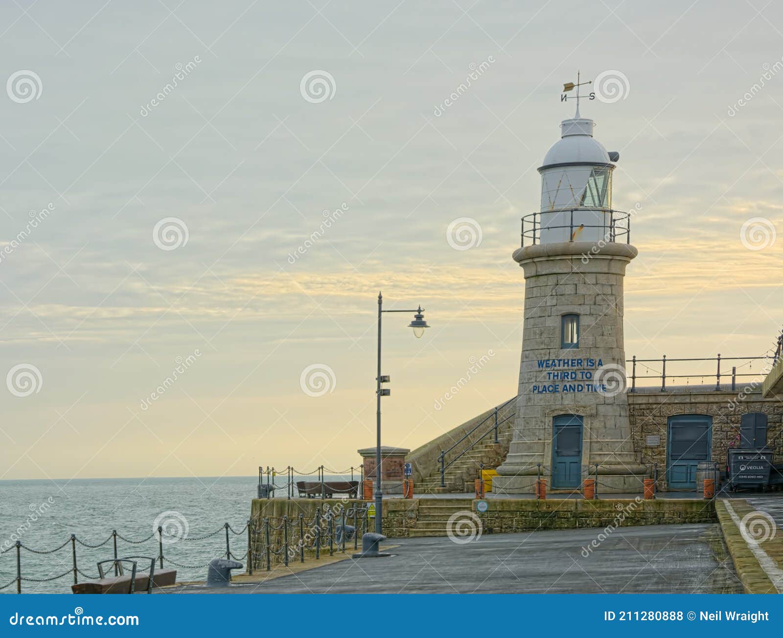 Folkestone Lighthouse from Harbour Wall. Kent, UK Editorial Stock Photo ...
