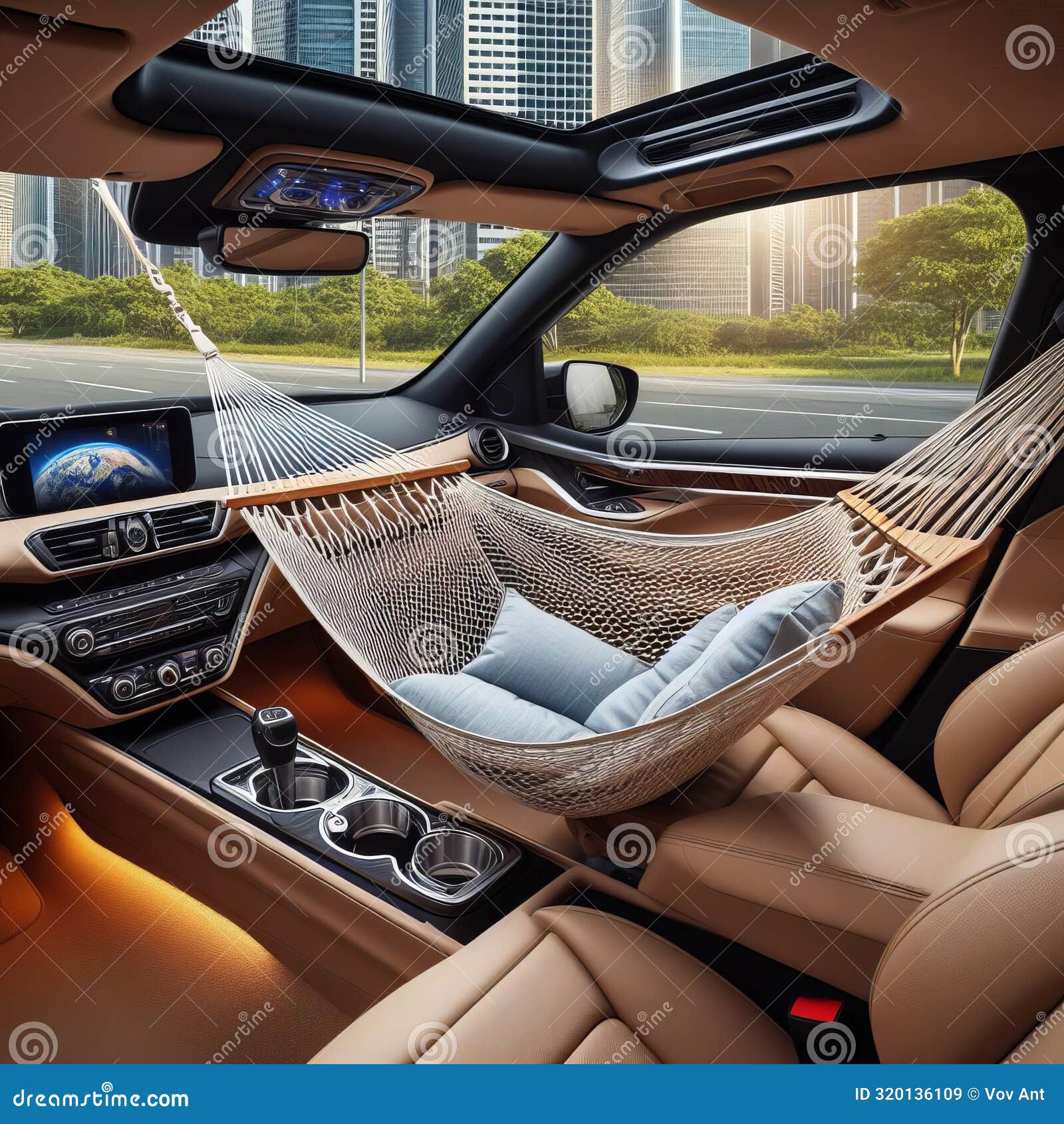 A Built in Hammock Inside the Car, for Napping or Loun Stock Image ...