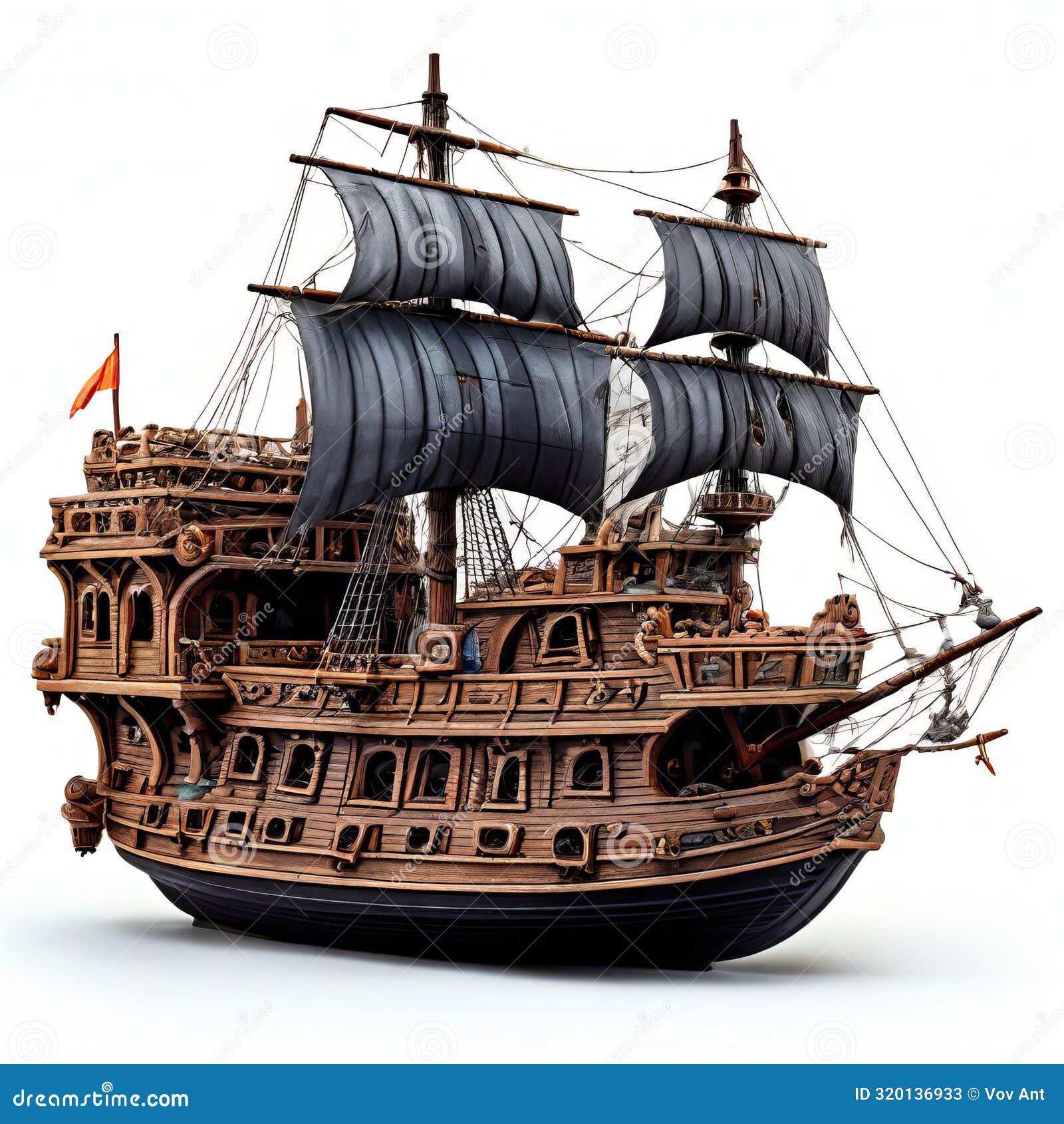 A Built in Mini Pirate Ship Inside the Car with Sails Stock Image ...