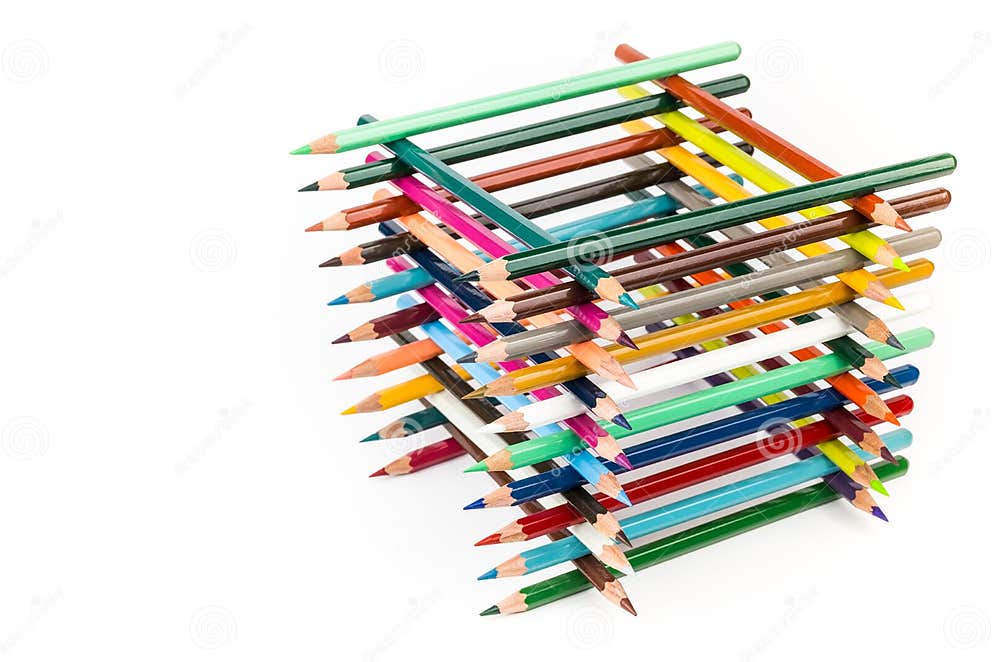 Built Square Construction of Various Colored Crayons Stock Image ...