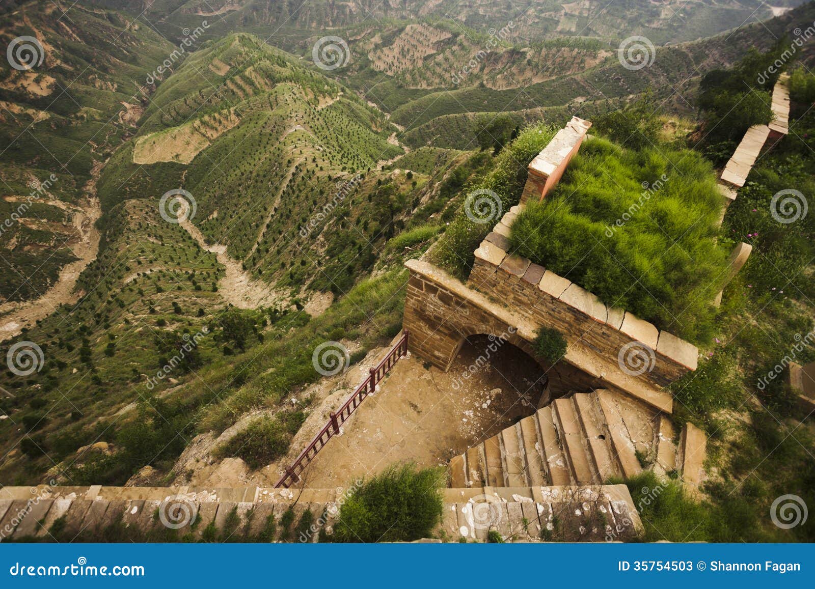 Built Structure in the Mountains on the Side of a Hill, Shanxi Province ...