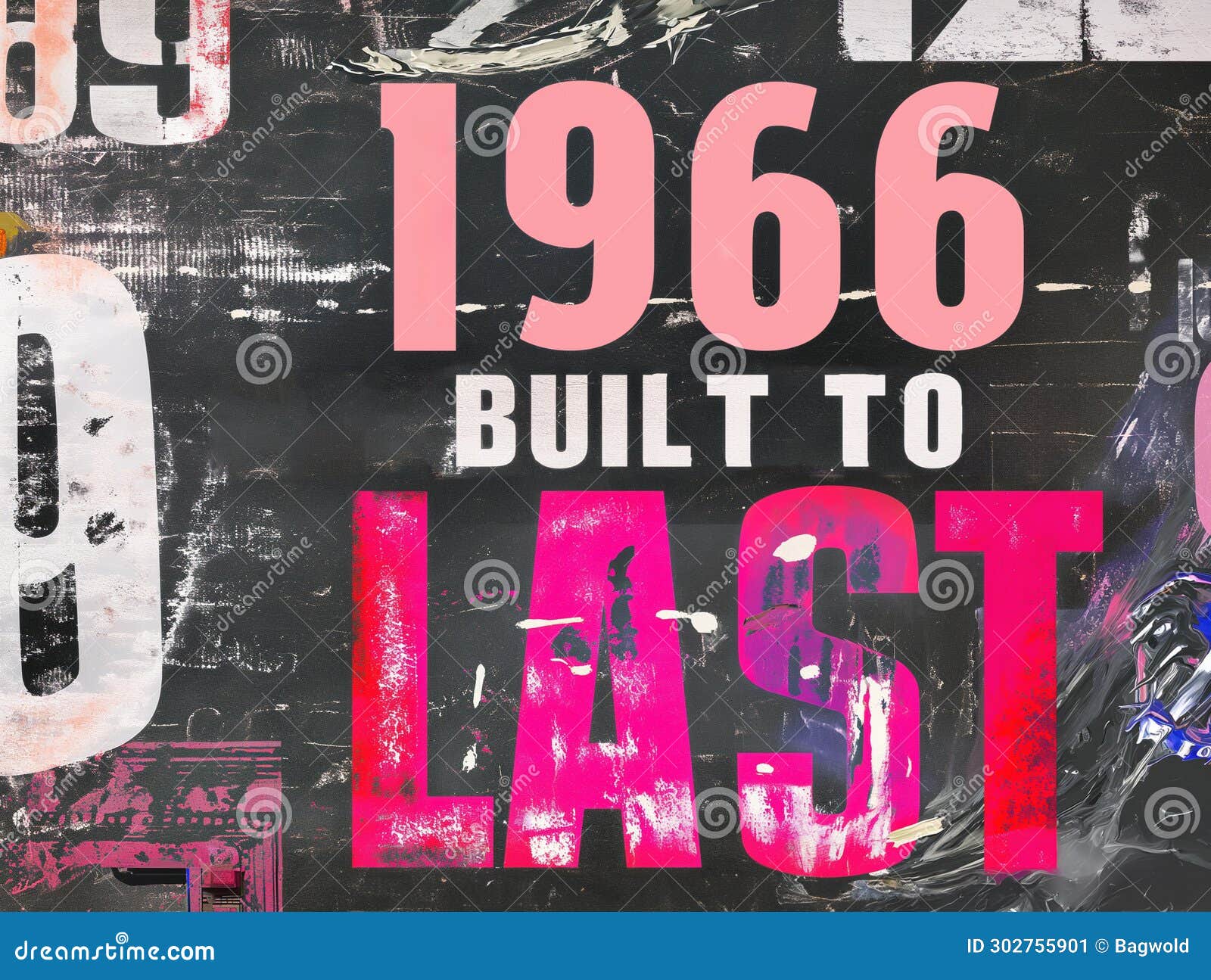 1966 Built To Last Poster - Retro Distressed Background Stock ...