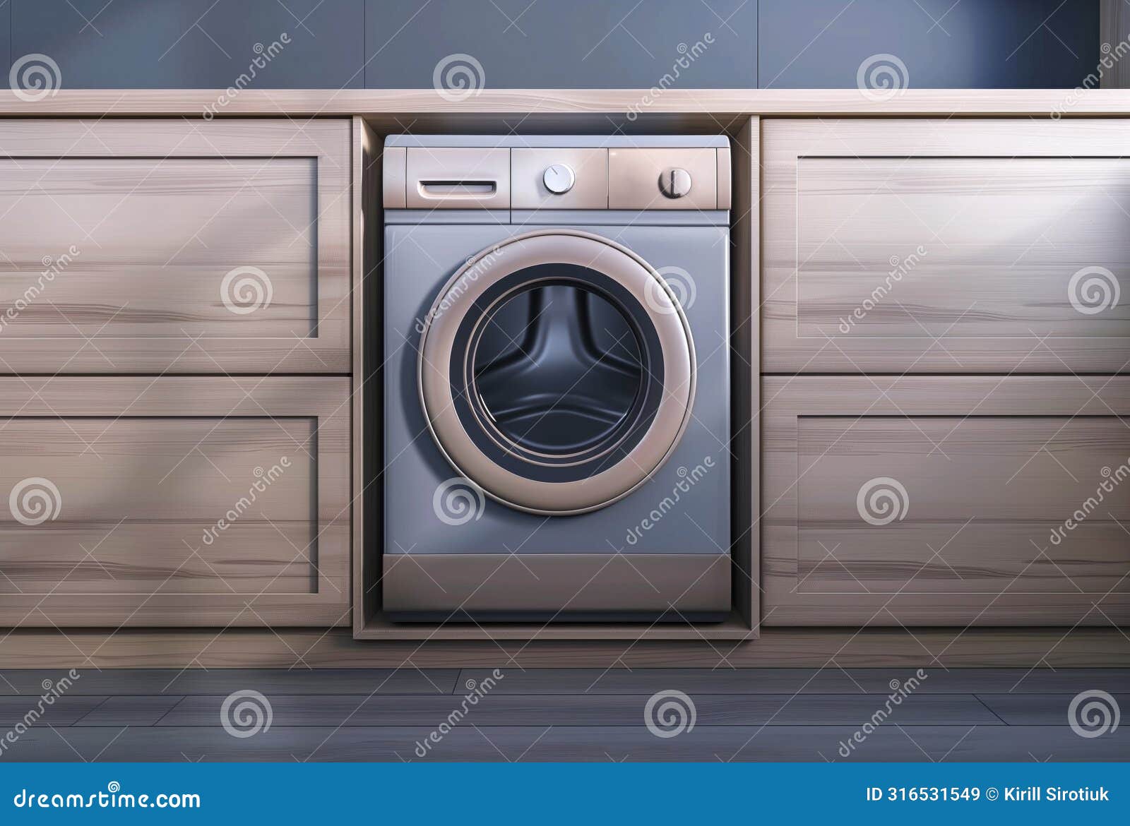 Built-in Washing Machine in a Modern Kitchen Interior. Stock ...