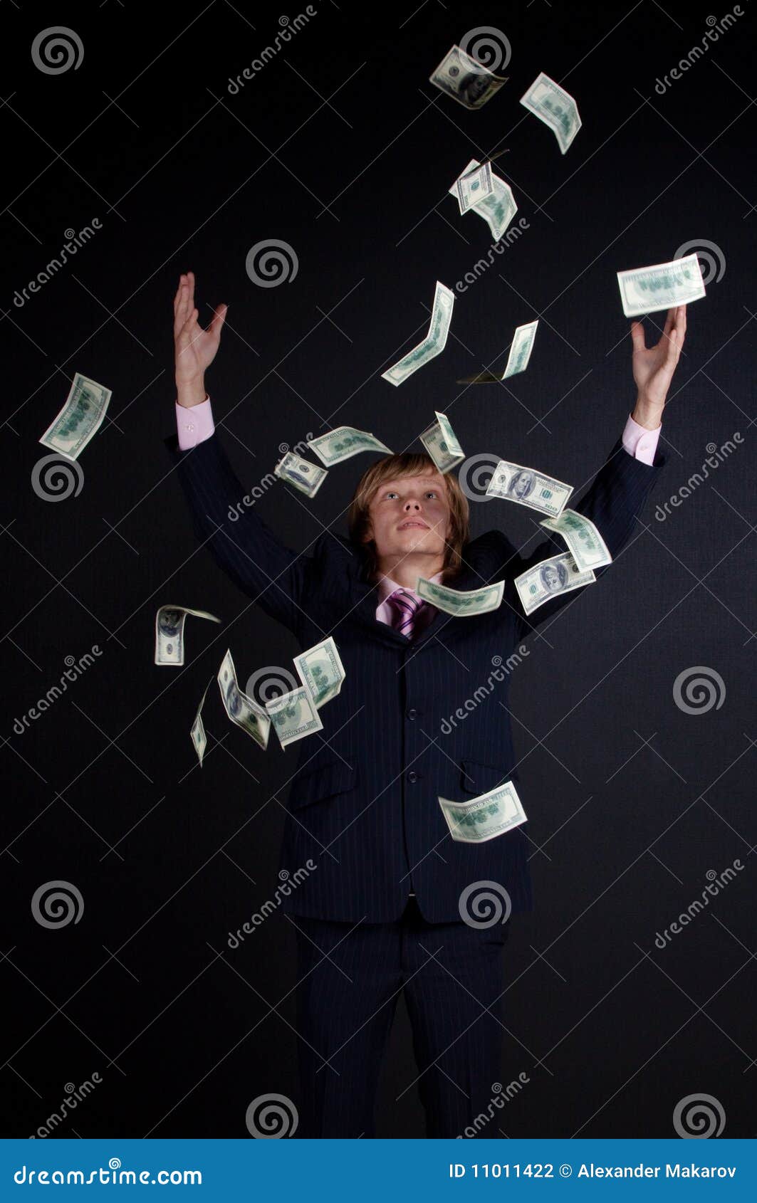 Buisnessman and Falling Down Money Stock Photo - Image of success, boss ...