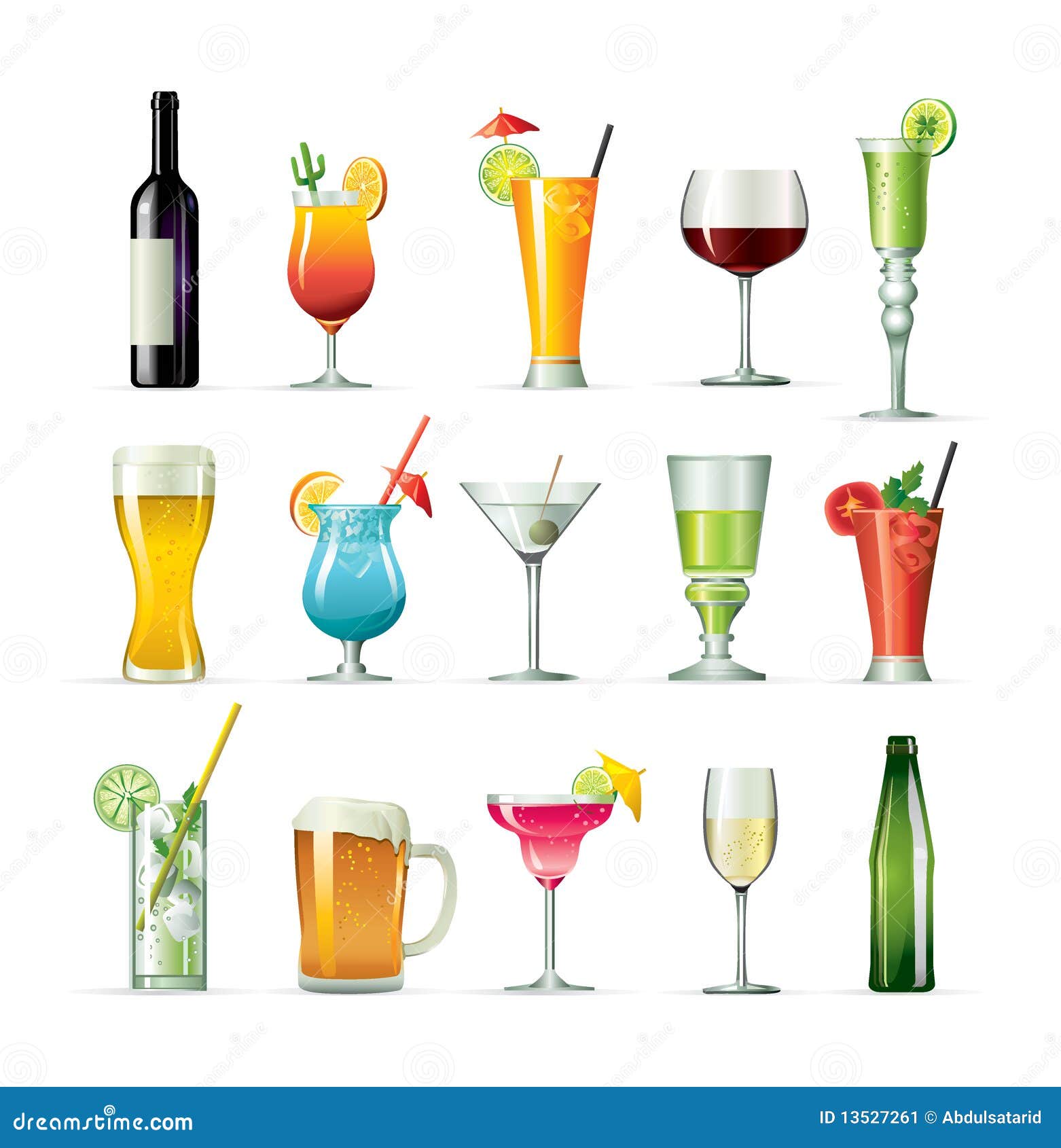 Buitensporig Drink Cocktails Vector Illustratie - Illustration of ...