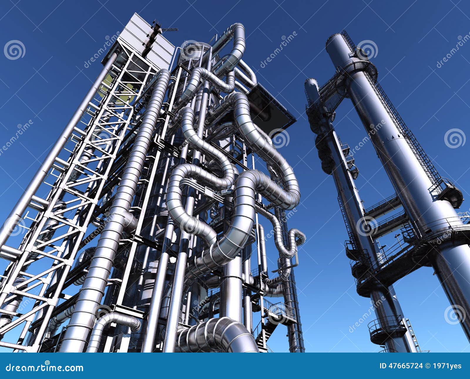 Buizen van fabriek stock illustratie. Illustration of fabriek - 47665724