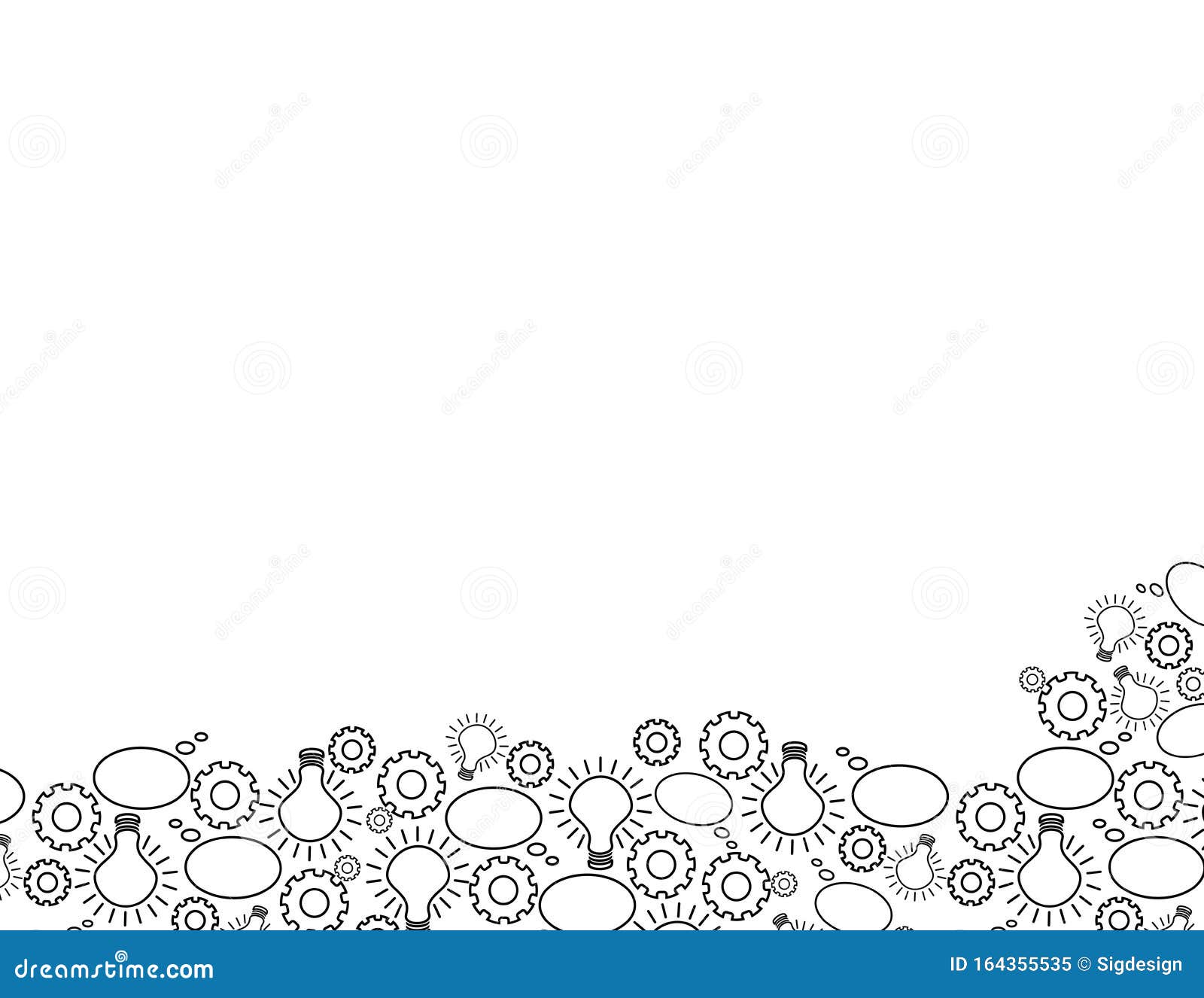 Black and White Bulb, Wheel and Thinking Bubble Border Stock Vector ...