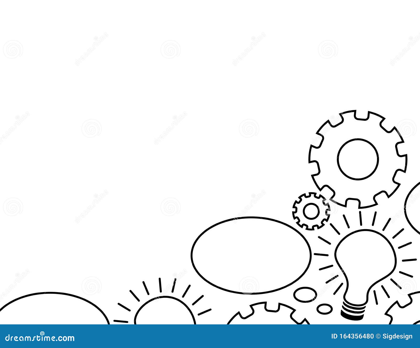 Black and White Bulb, Wheel and Thinking Bubble Border Stock Vector ...