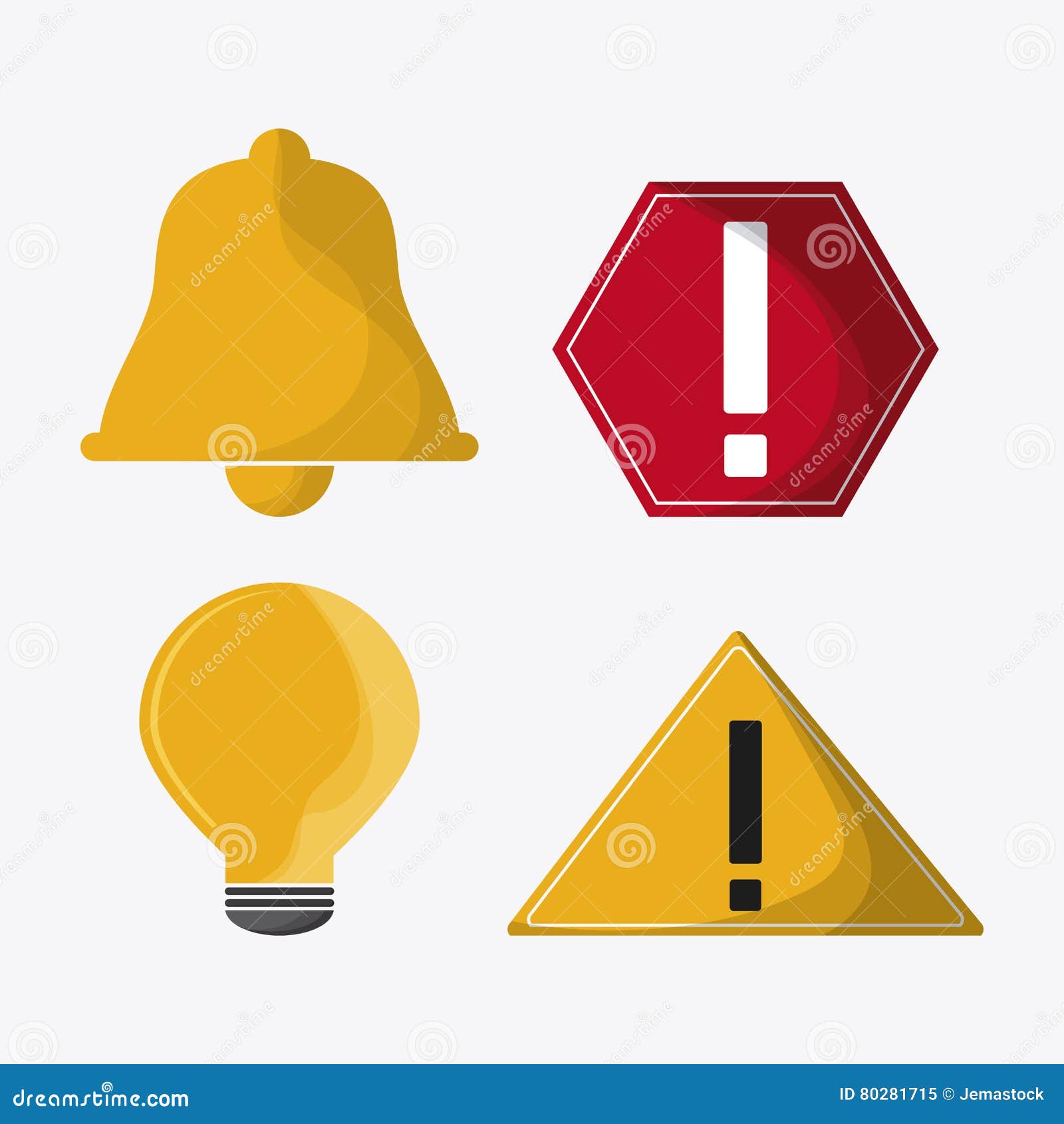 Bulb Bell Sign Alert Mail Communication Icon Stock Vector ...