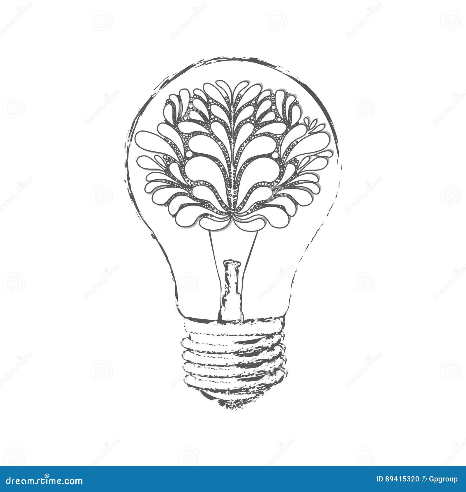 Bulb with Brain Inside Icon Stock Illustration - Illustration of ...
