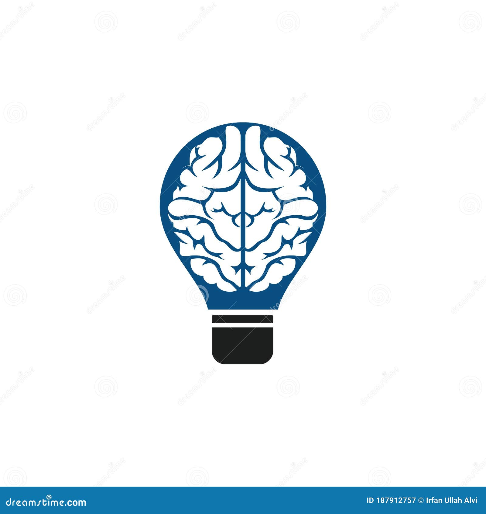 Bulb and Brain Logo Design. Creative Light Bulb Idea Brain Vector Icon ...