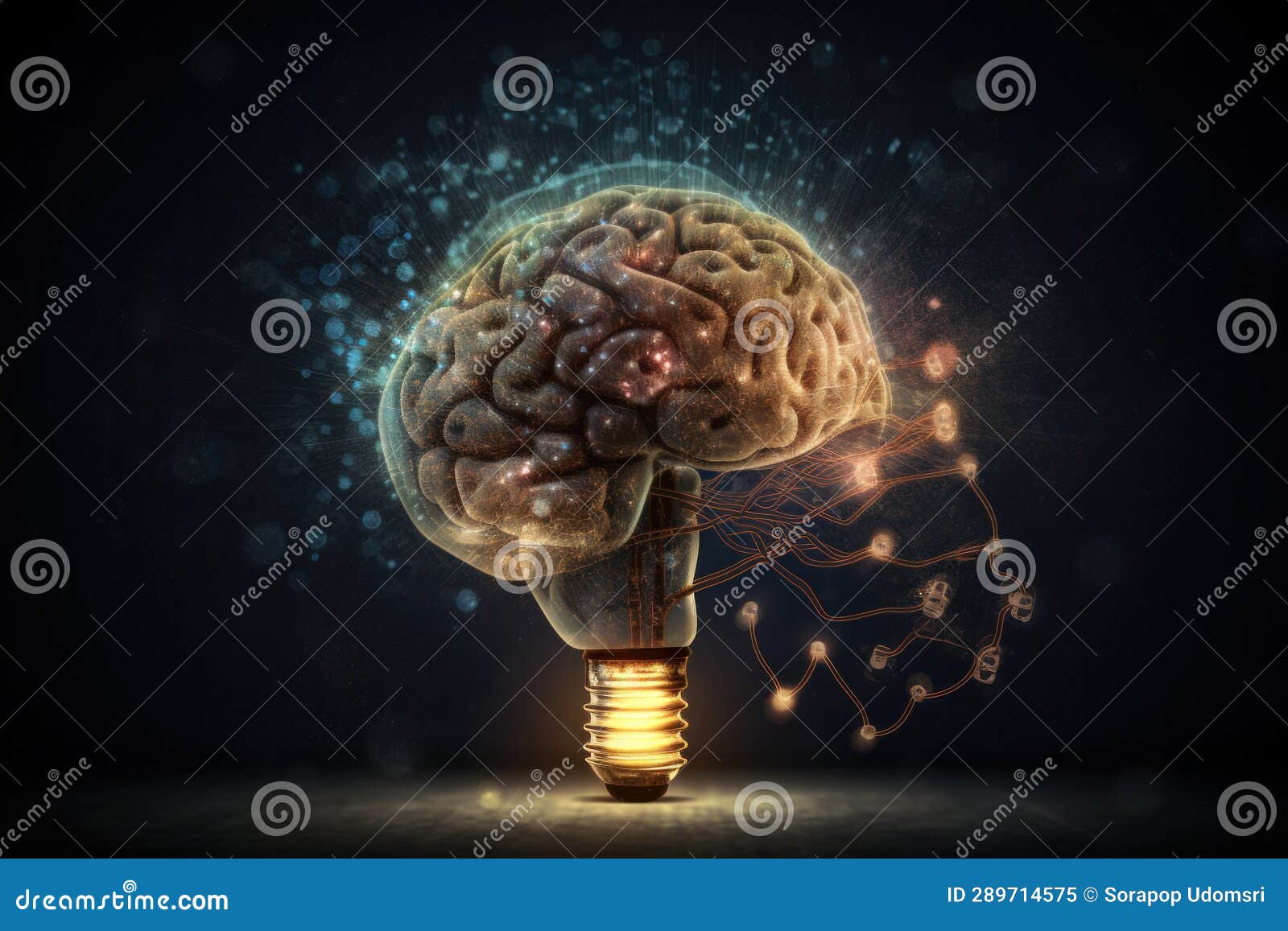 A Bulb with a Brain Shaped Filament and Musical Notes To Depict the ...