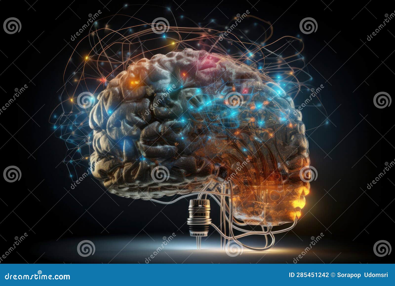 A Bulb with a Brain Shaped Filament and Musical Notes To Depict the ...