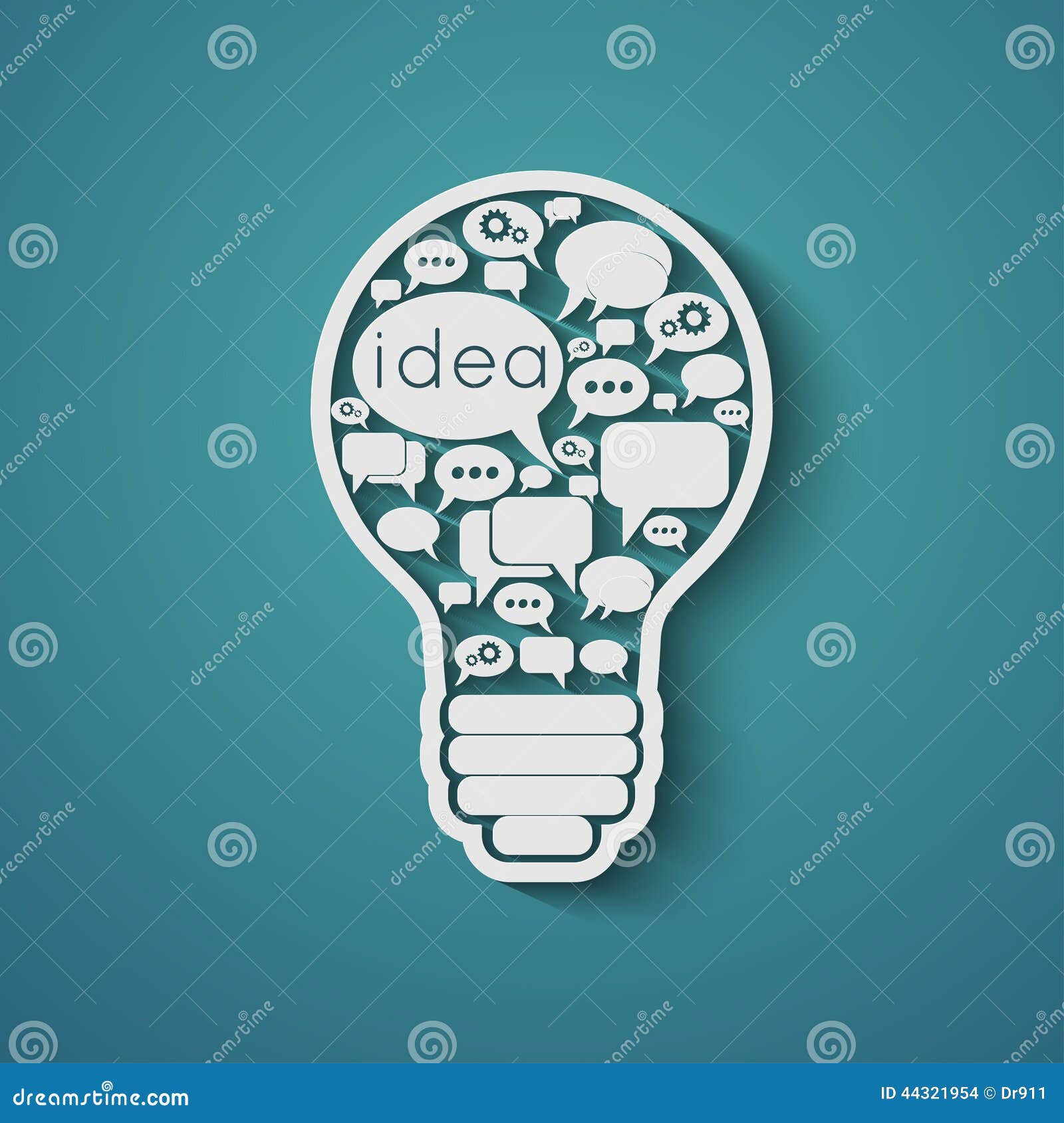 Bulb with bubble speech stock vector. Illustration of imagination ...