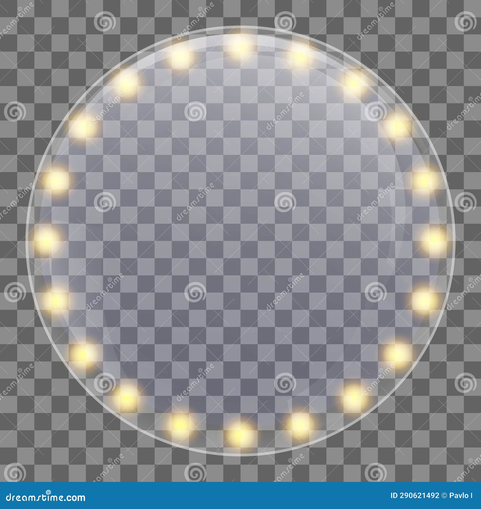Bulb Circle Around the Mirror, Light Glitter Bulb Wall Frame - Vector ...
