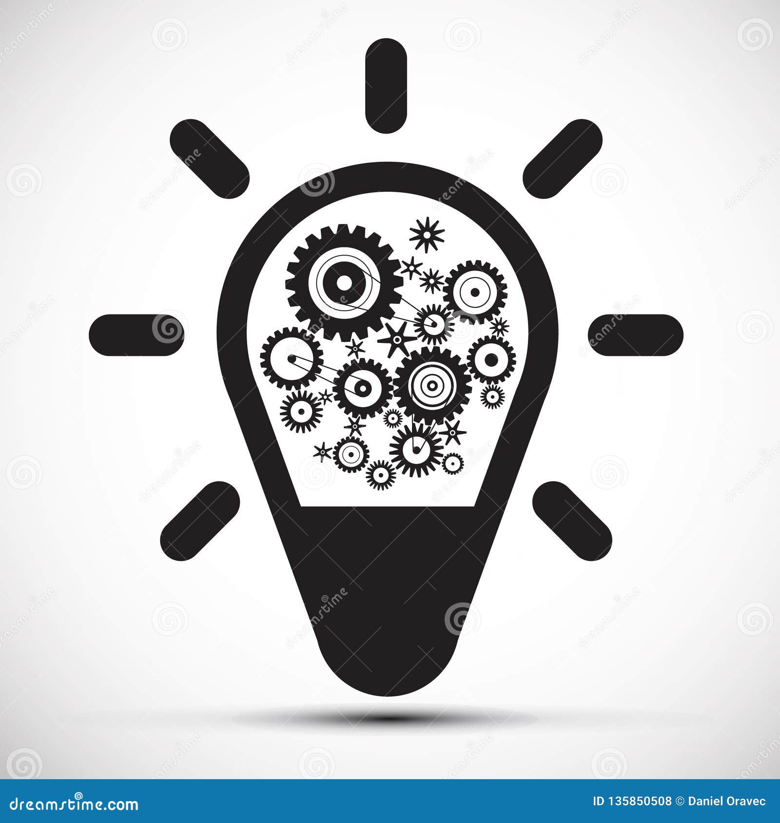 Bulb with Cogs - Gears. Vector Icon Stock Vector - Illustration of ...