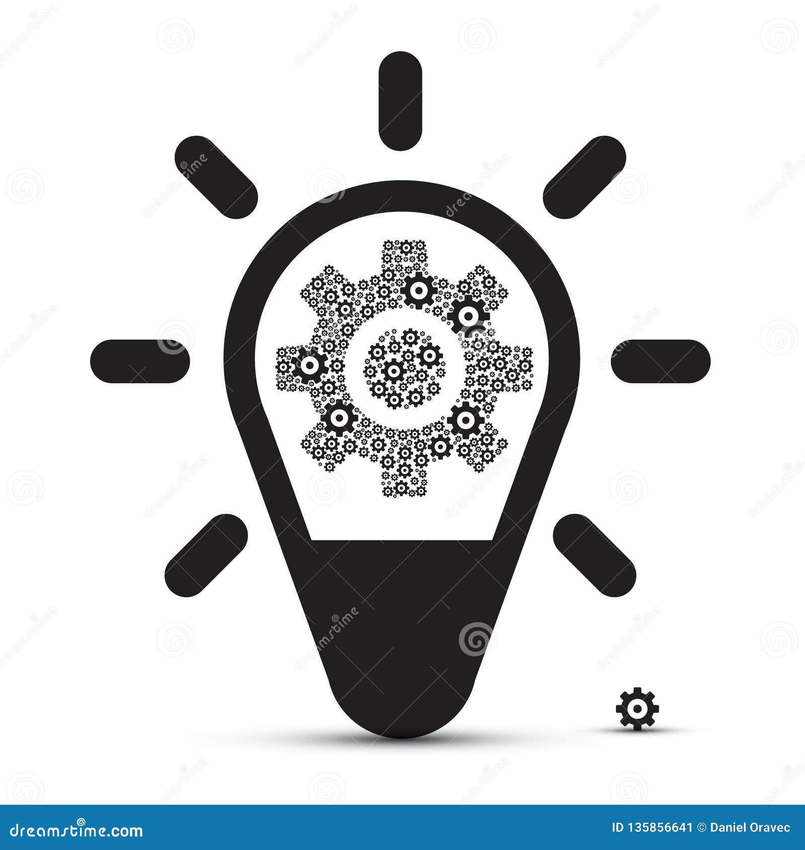 Bulb with Cogs - Vector stock vector. Illustration of electric - 135856641