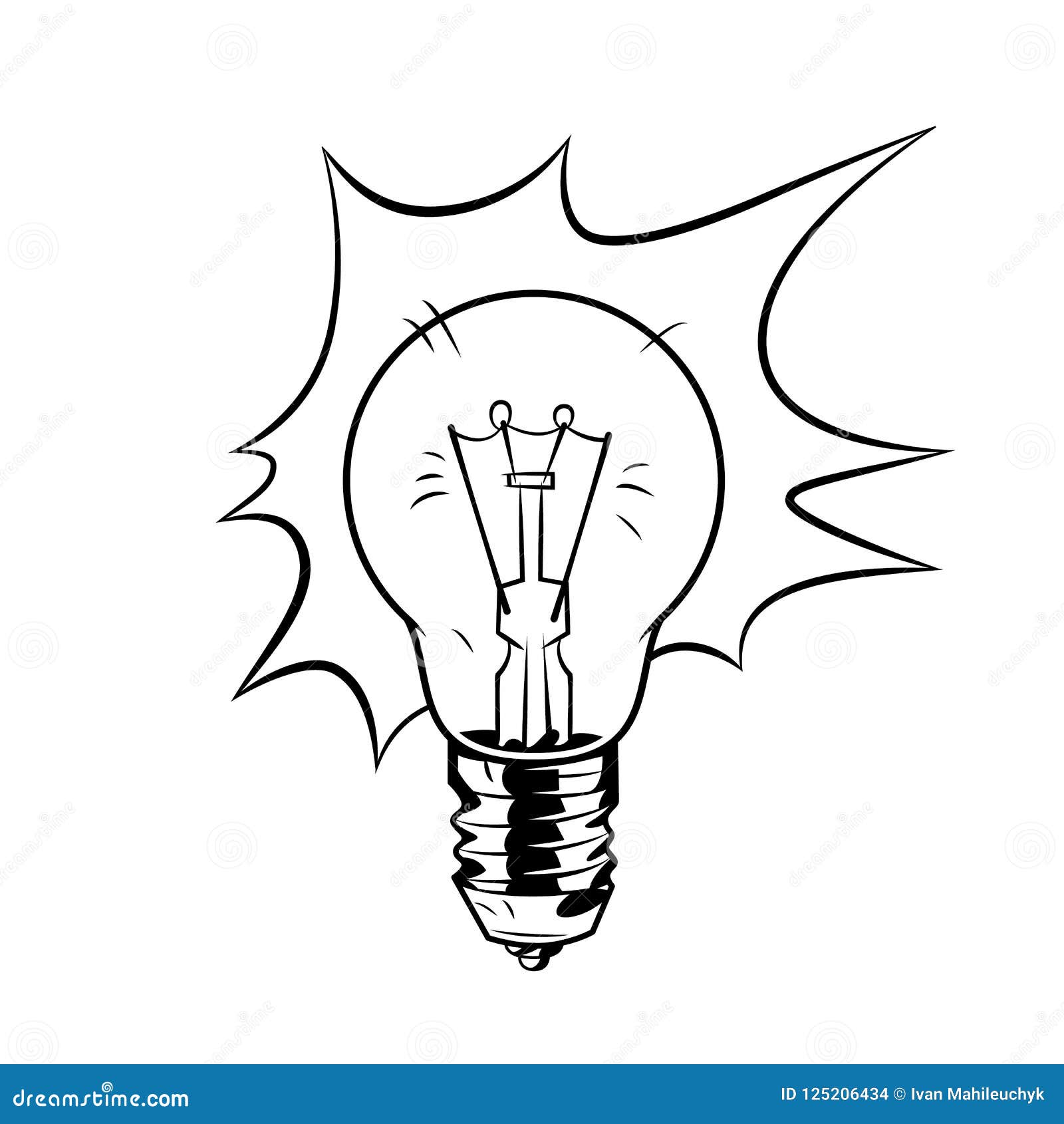 Bulb in comic style stock vector. Illustration of lightbulb - 125206434