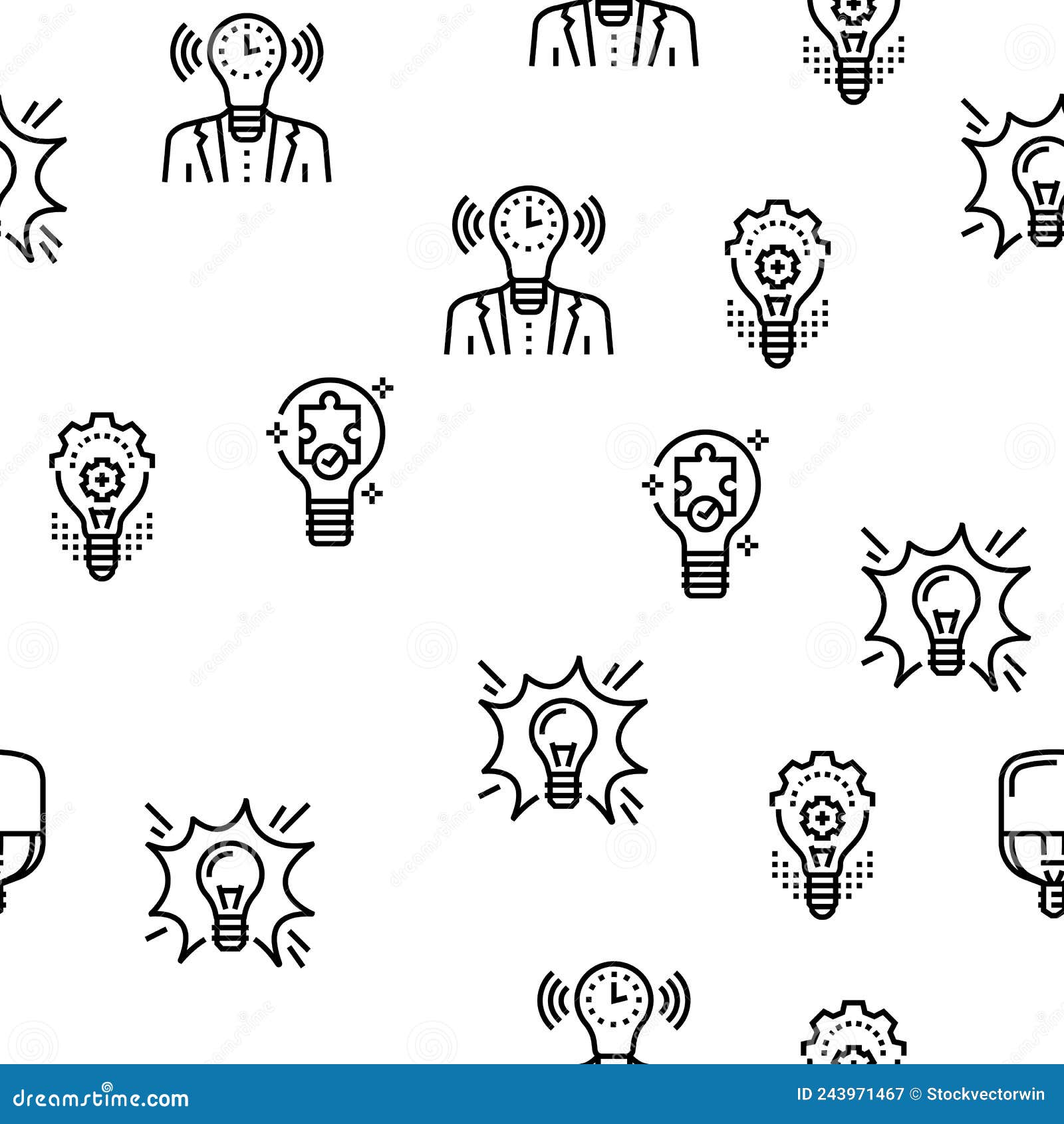 Bulb Electrical Energy Accessory Vector Seamless Pattern Stock Vector ...