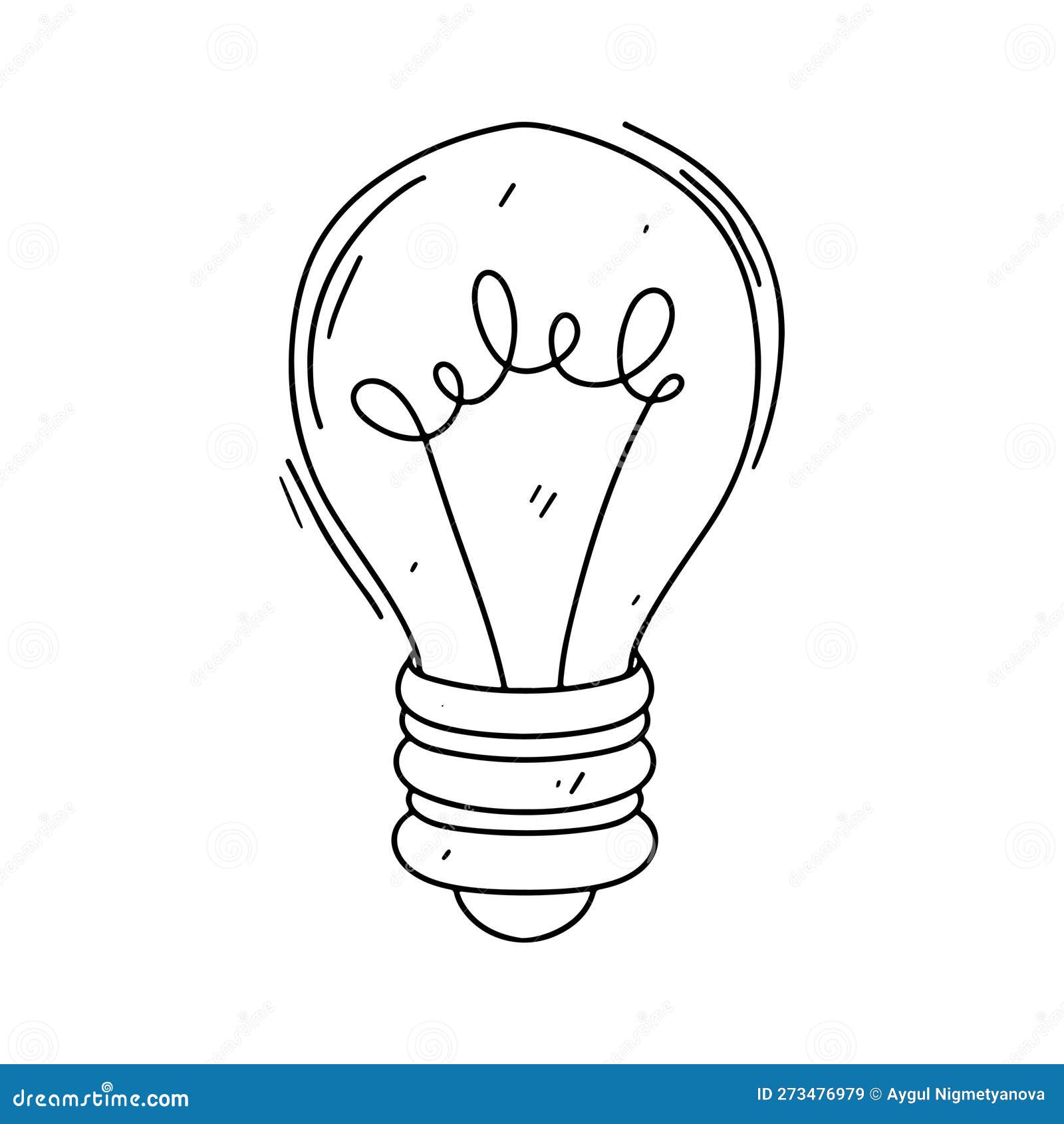 Bulb Element in Hand Drawn Doodle Style. Vector Illustration Isolated ...