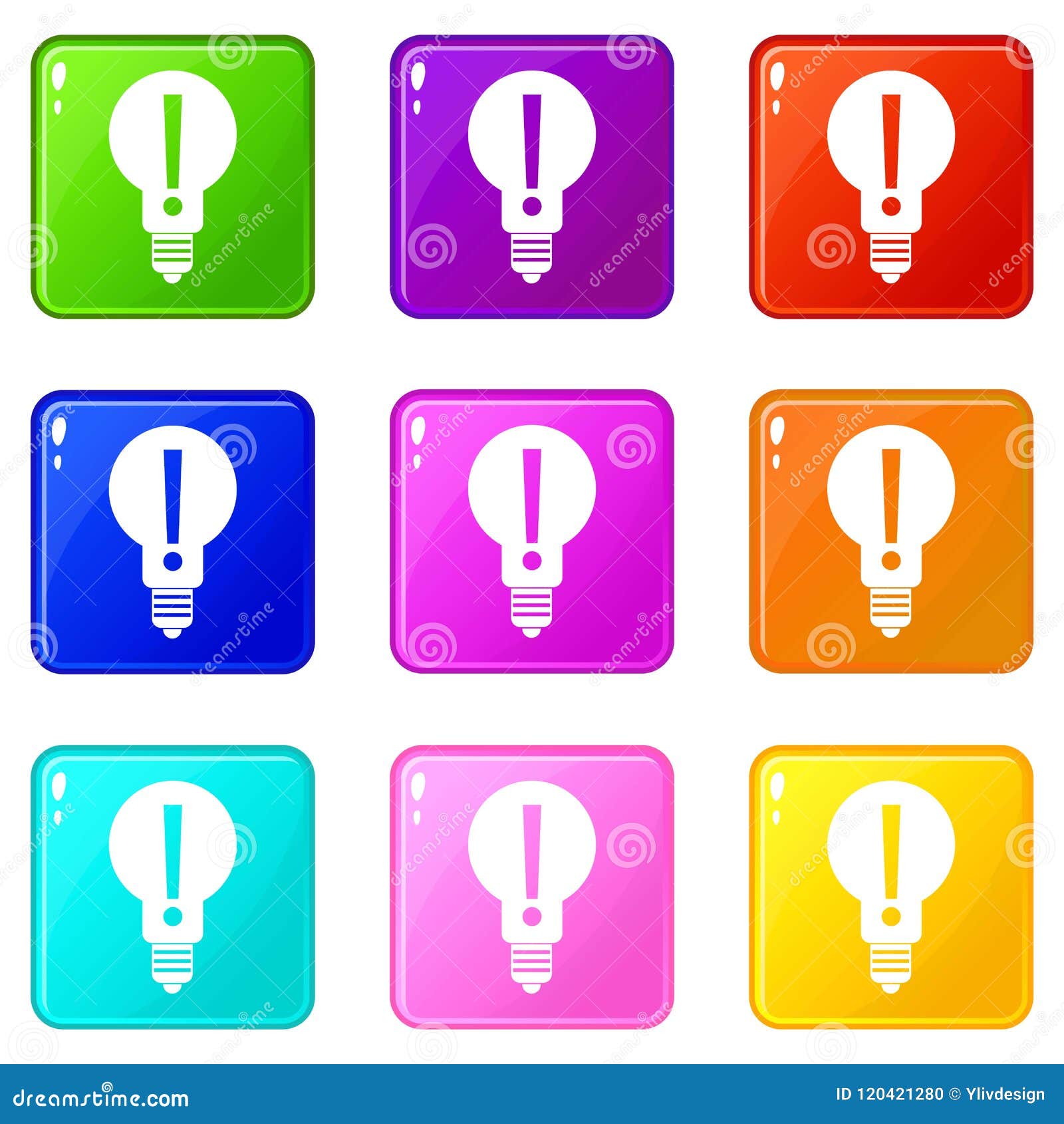 Bulb with Exclamation Mark Inside Set 9 Stock Vector - Illustration of ...