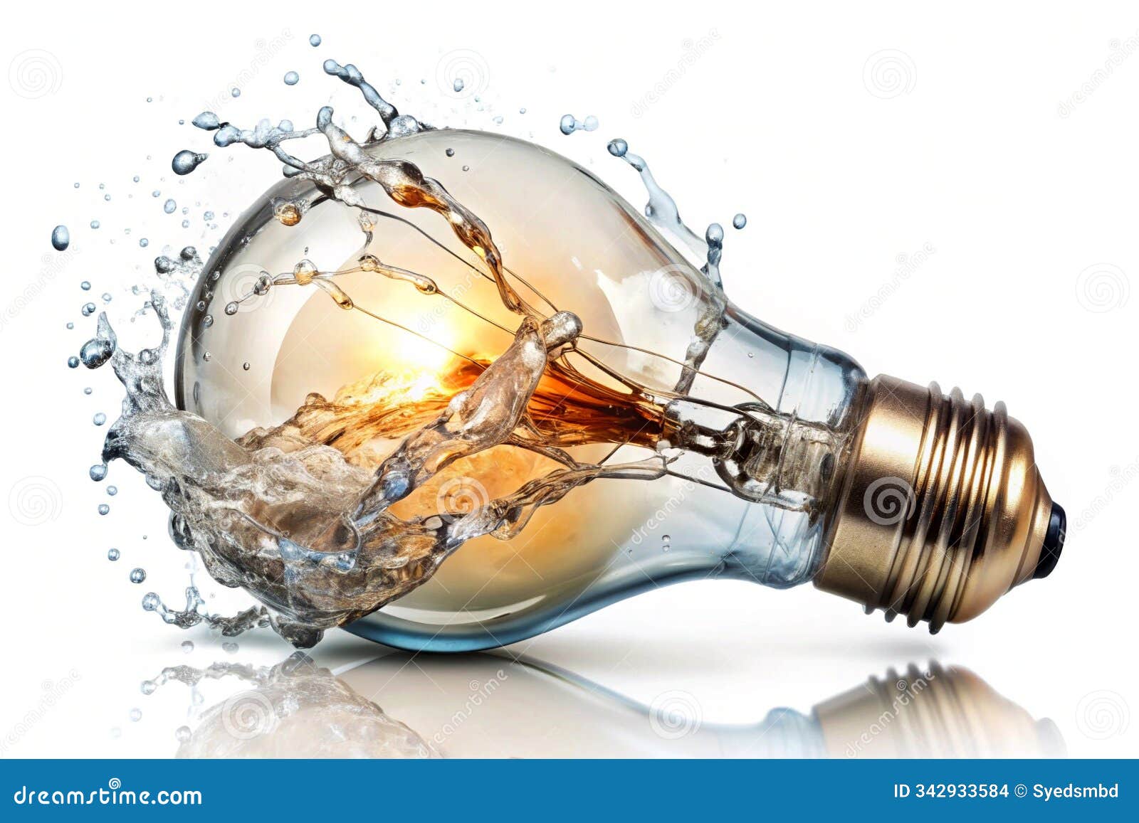 Bulb Explodes Liquid Rounded, Isolated on White Background Stock ...