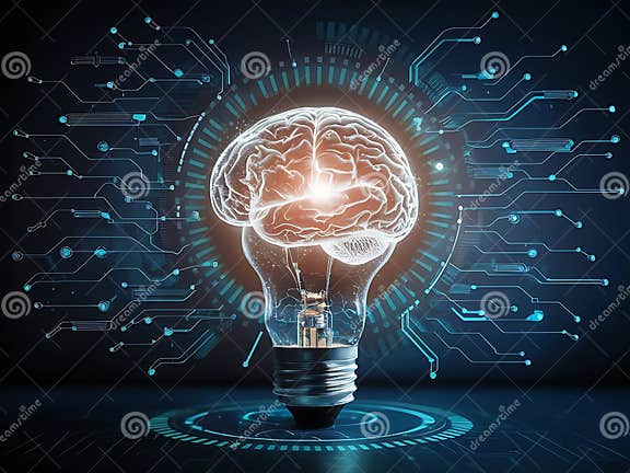 Bulb Future Technology with Brain, Innovation Background, Artificial ...