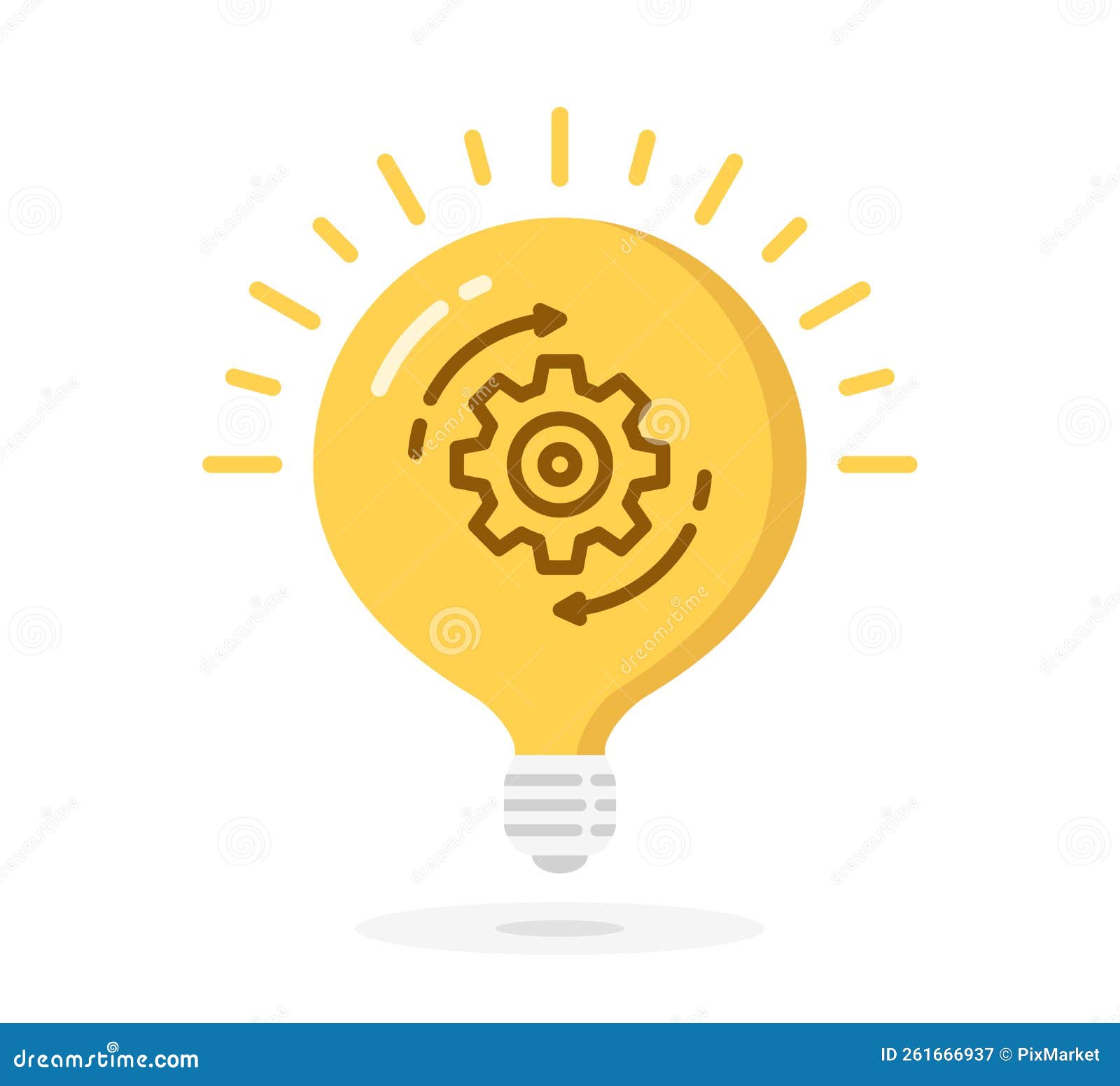 Bulb with Gear Icon stock vector. Illustration of gear - 261666937