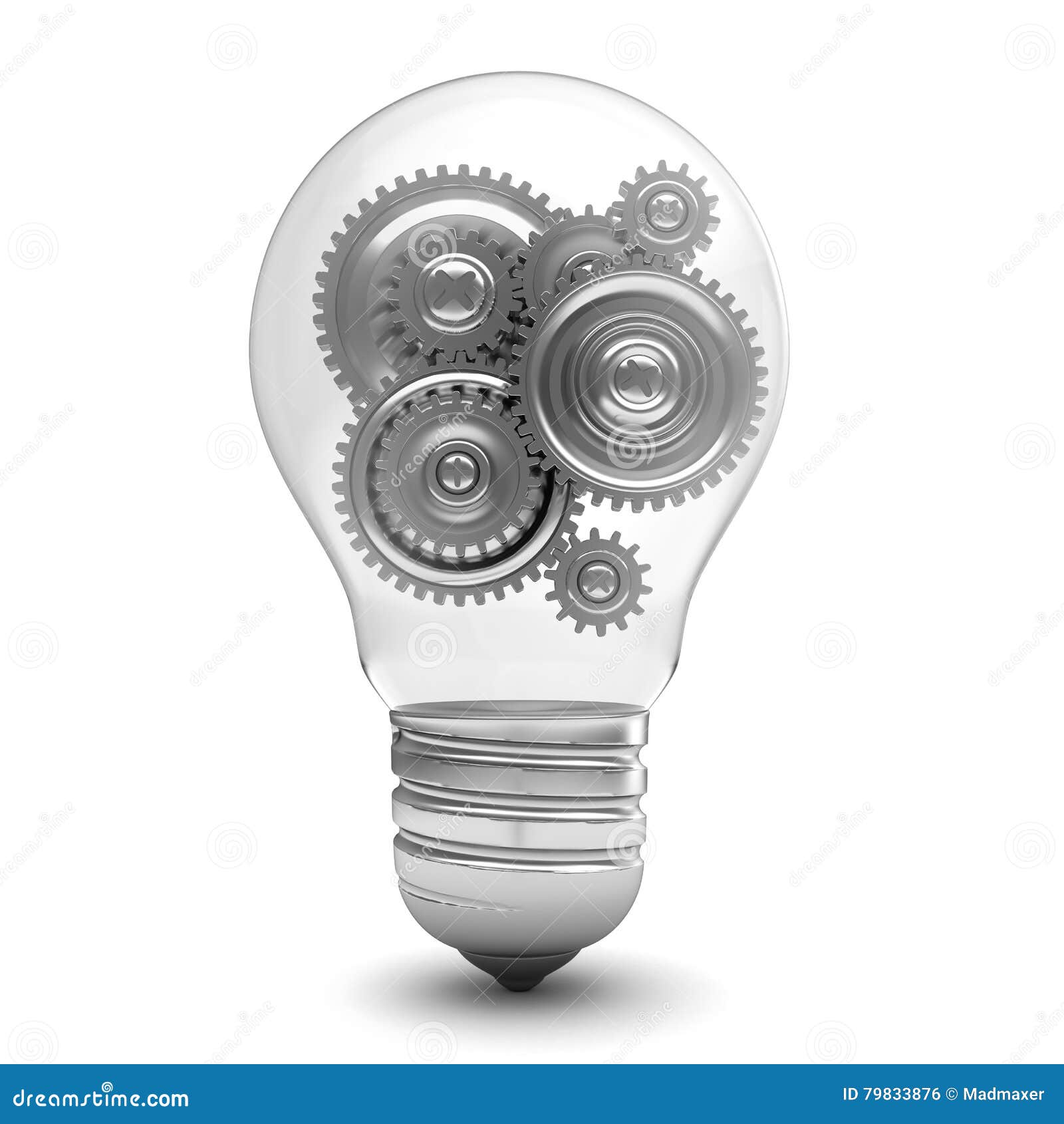 Bulb with gears stock illustration. Illustration of metal - 79833876