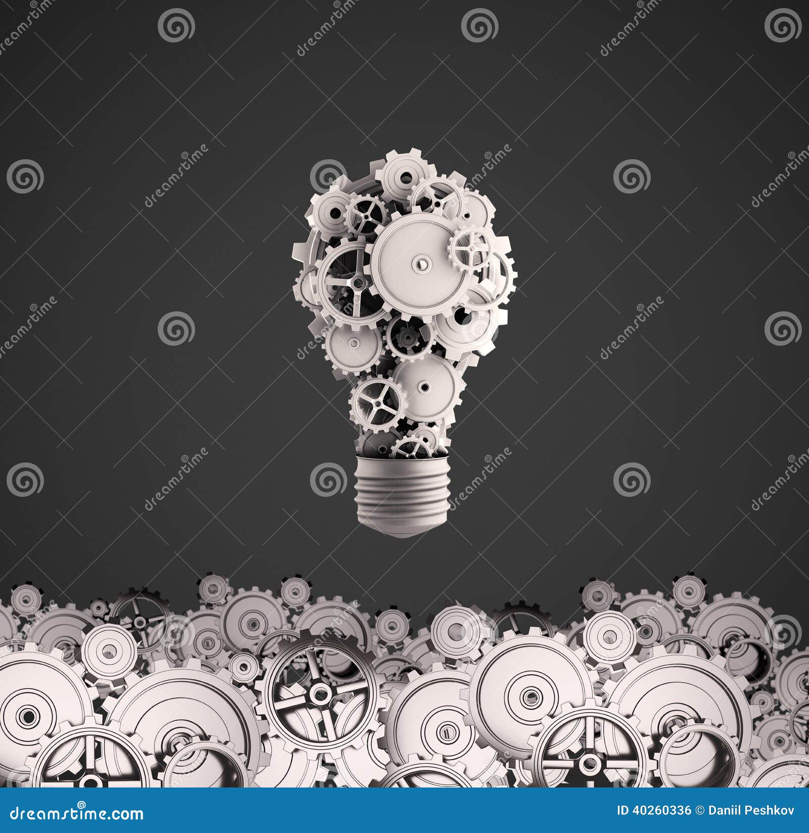Bulb with gears stock illustration. Illustration of engineering - 40260336