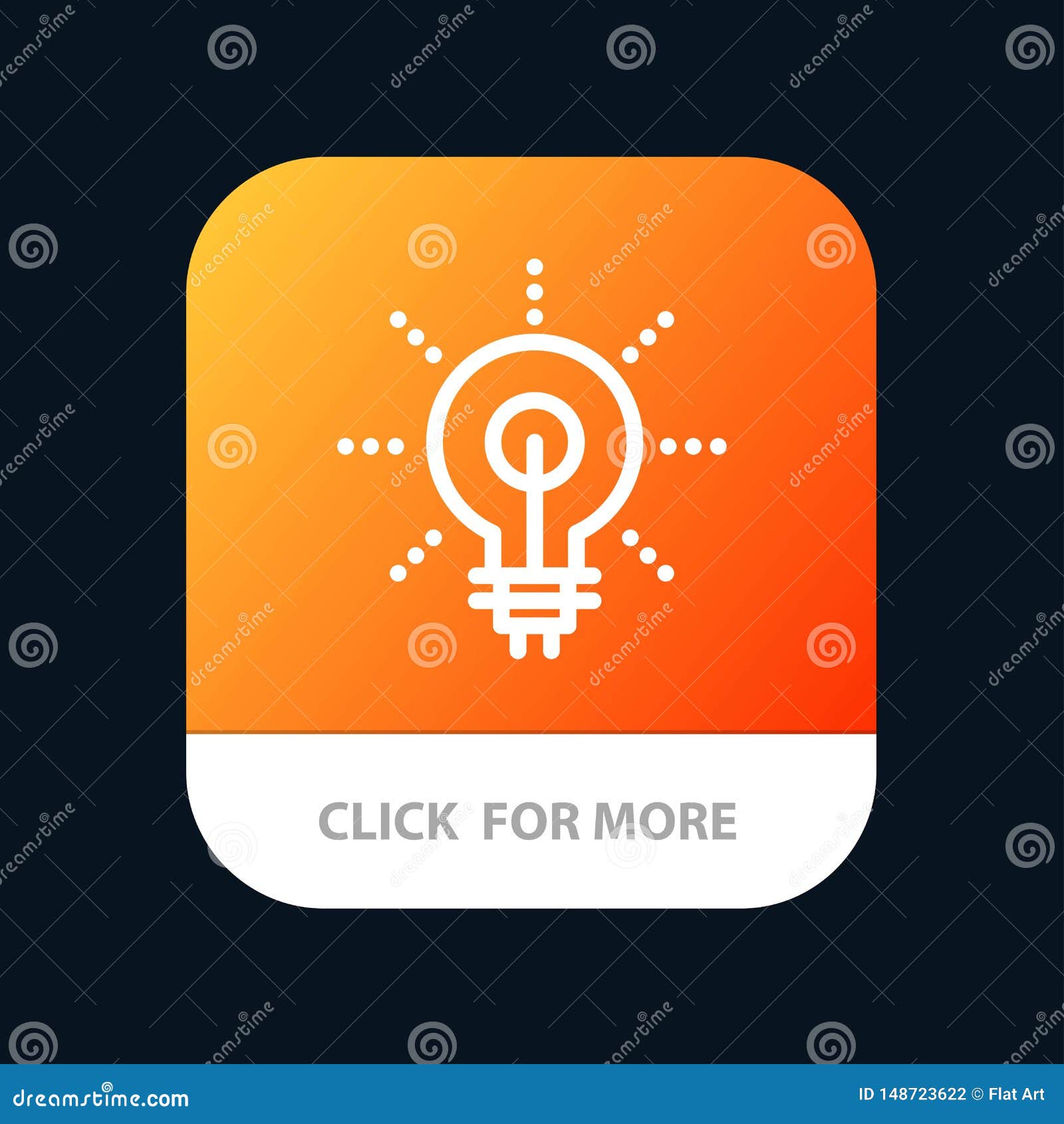 Bulb, Glow, Idea, Insight, Inspiriting Mobile App Button. Android and ...