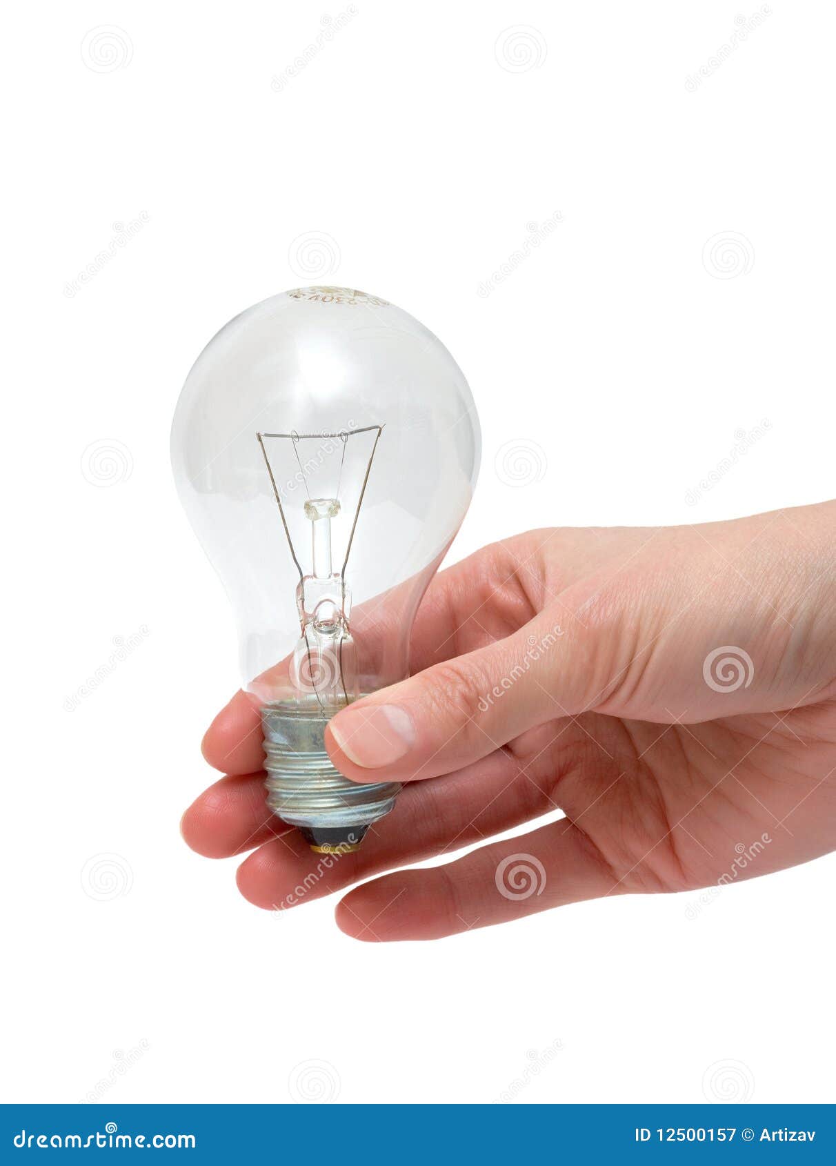 Bulb in hand stock image. Image of metal, lighting, closeup - 12500157