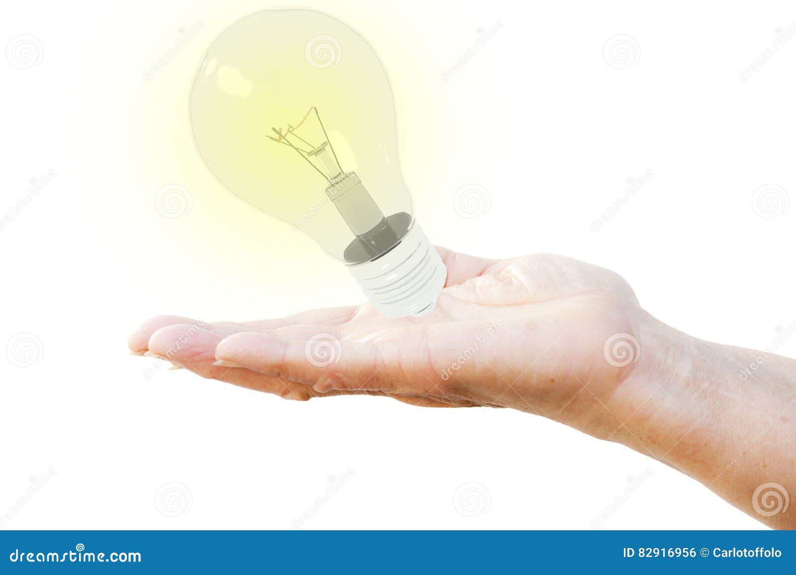 Bulb on the hand stock photo. Image of lamp, electric - 82916956