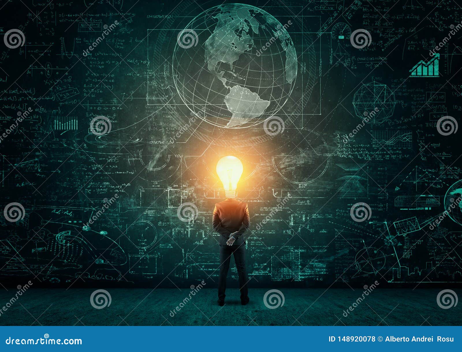 Bulb Head Solving Math Problem Stock Photo - Image of clever, bright ...