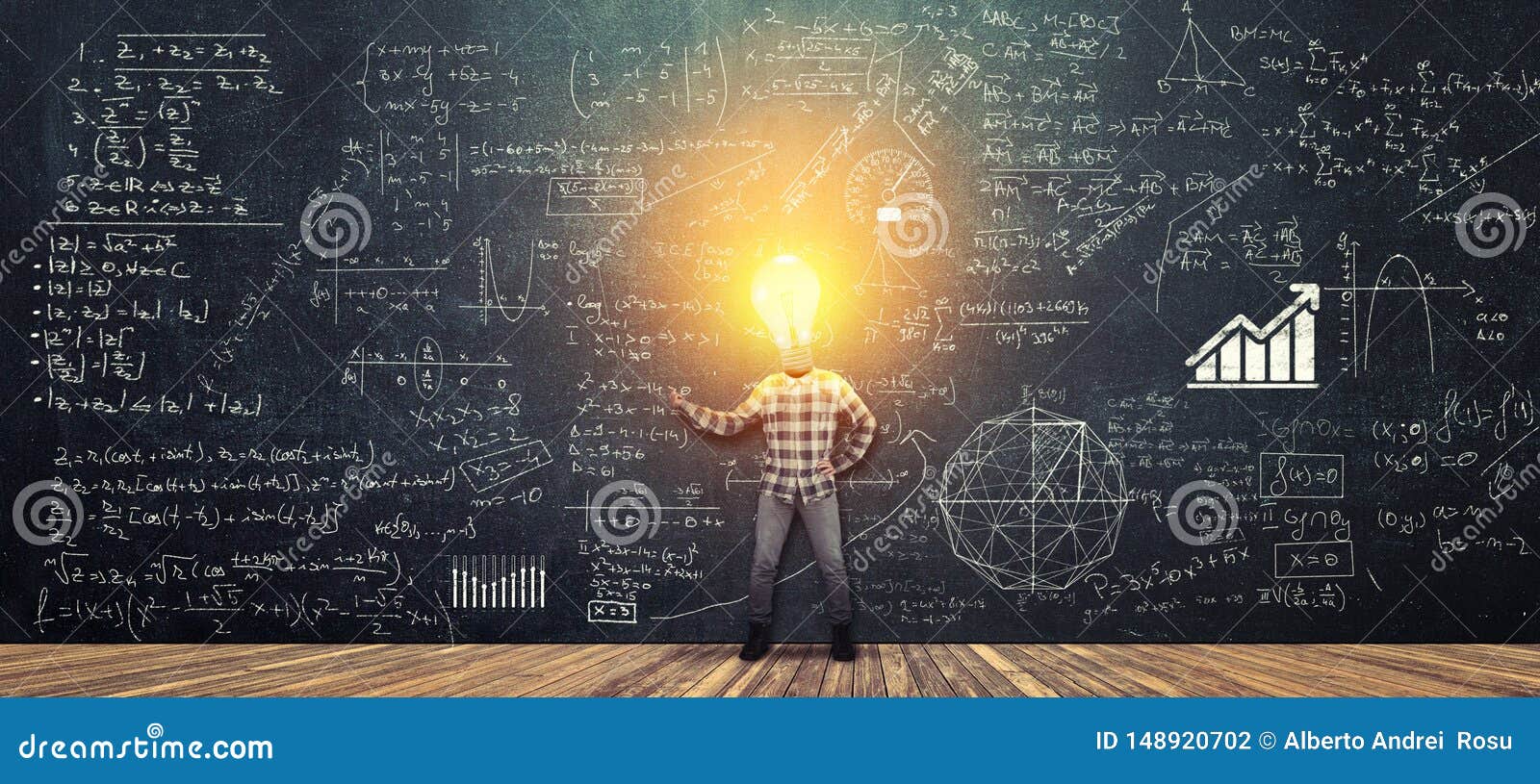 Bulb Head Solving Math Problem Stock Photo - Image of hard, information ...