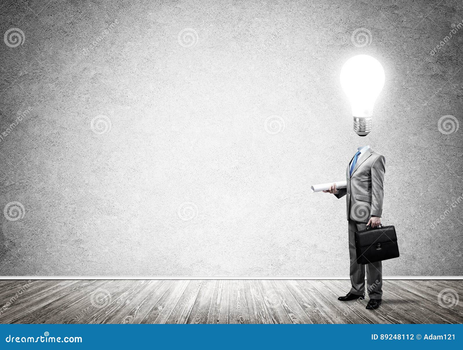 Bulb headed businessman stock photo. Image of design - 89248112