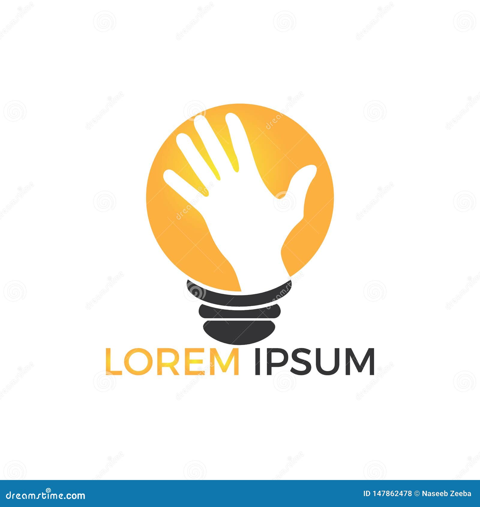 Bulb with Human Hand Logo Vector Design. Stock Vector - Illustration of ...