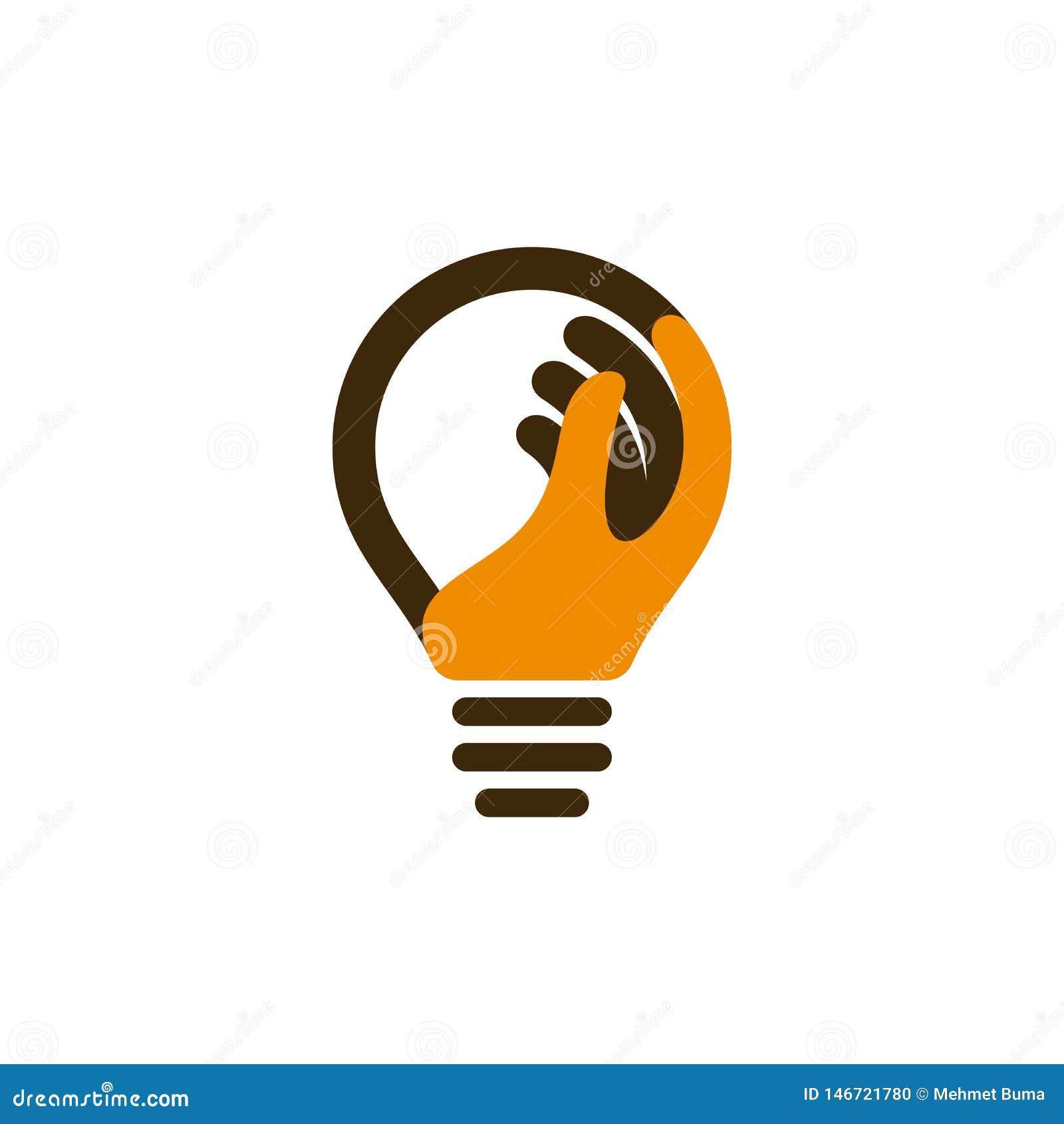 Bulb icon with human hand stock illustration. Illustration of ...