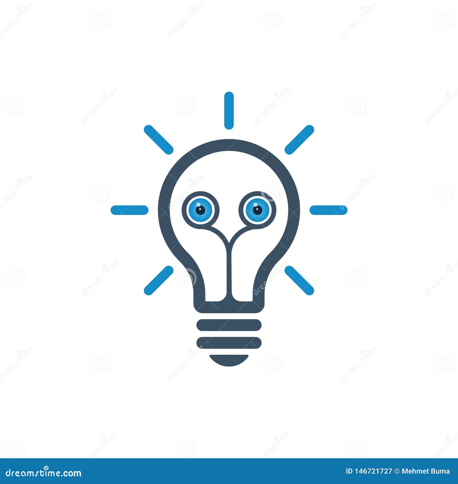 Bulb icon with blue eyes stock illustration. Illustration of sight ...