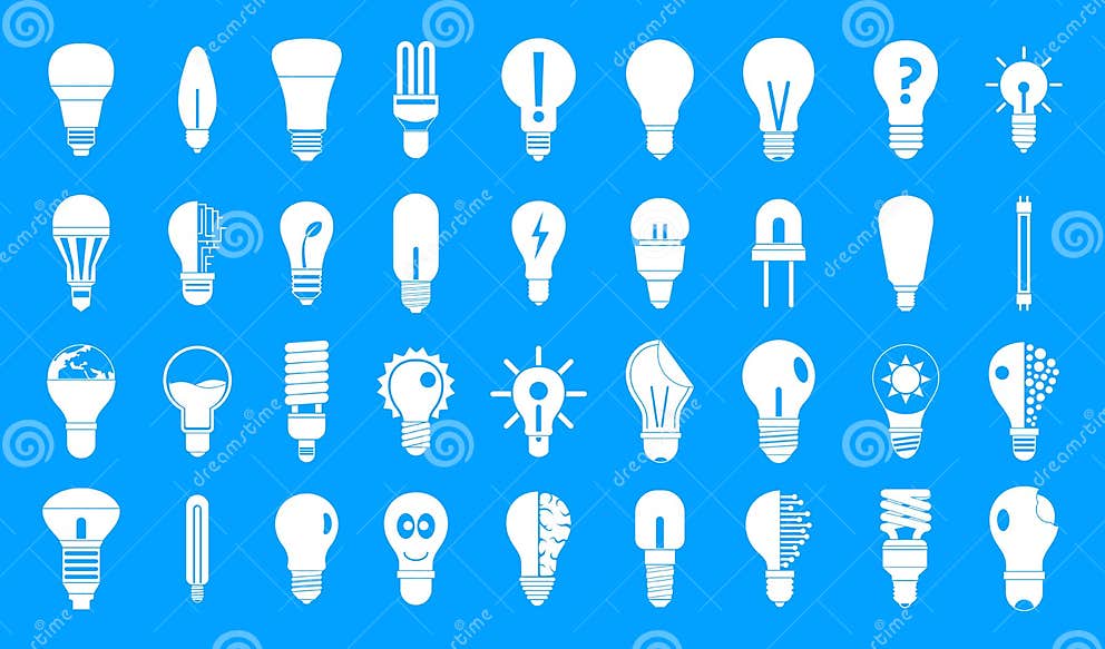 Bulb icon blue set vector stock vector. Illustration of isolated ...