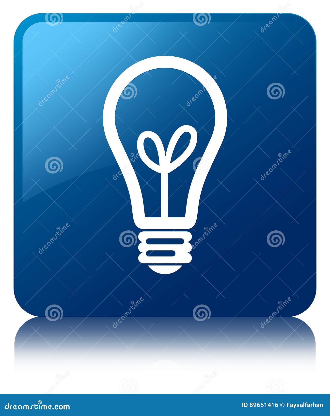 Bulb Icon Blue Square Button Stock Illustration - Illustration of ...